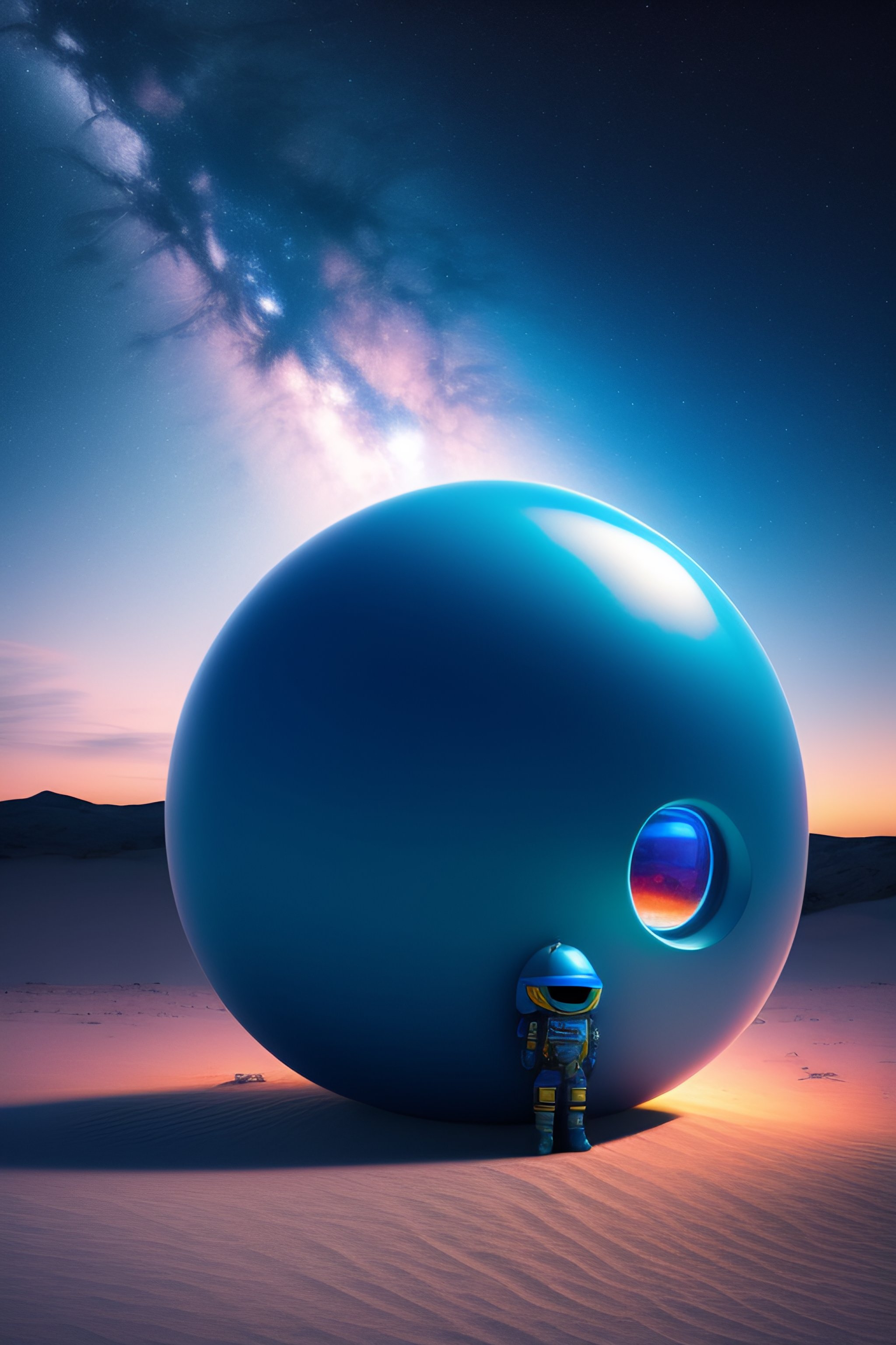 Lexica - A blue alien lying under the stars