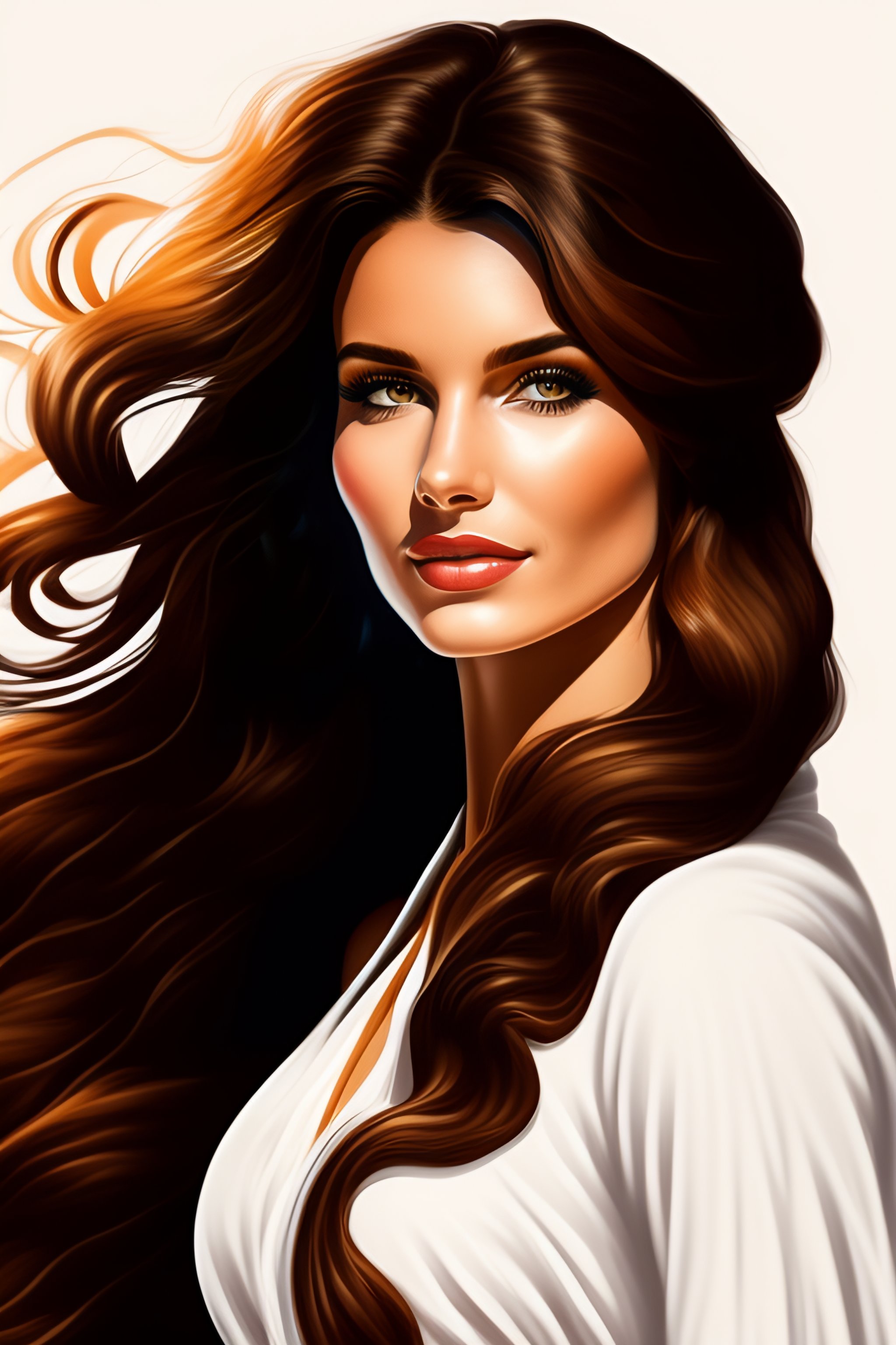 Lexica - Western woman with roses, windy and brown hair. minimalist ...