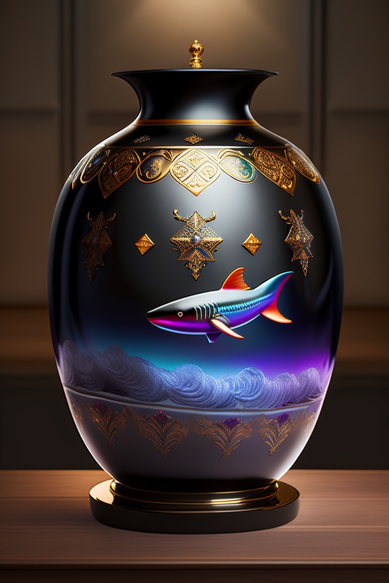 Lexica - Large elegant vase, transparent and shiny and reflecting the ...