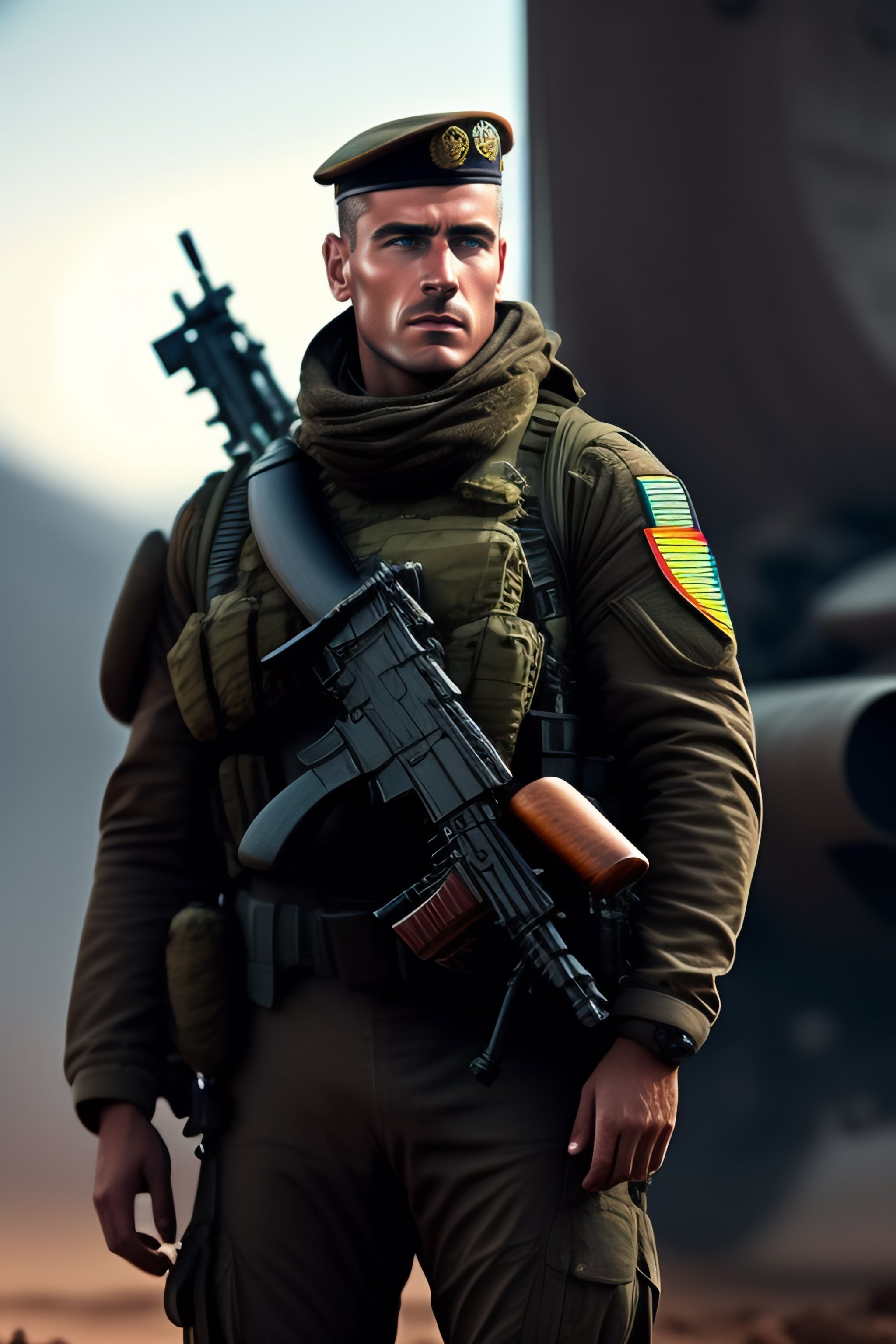 Lexica - French soldier with an AK-47 and a strong armor broken, in ...