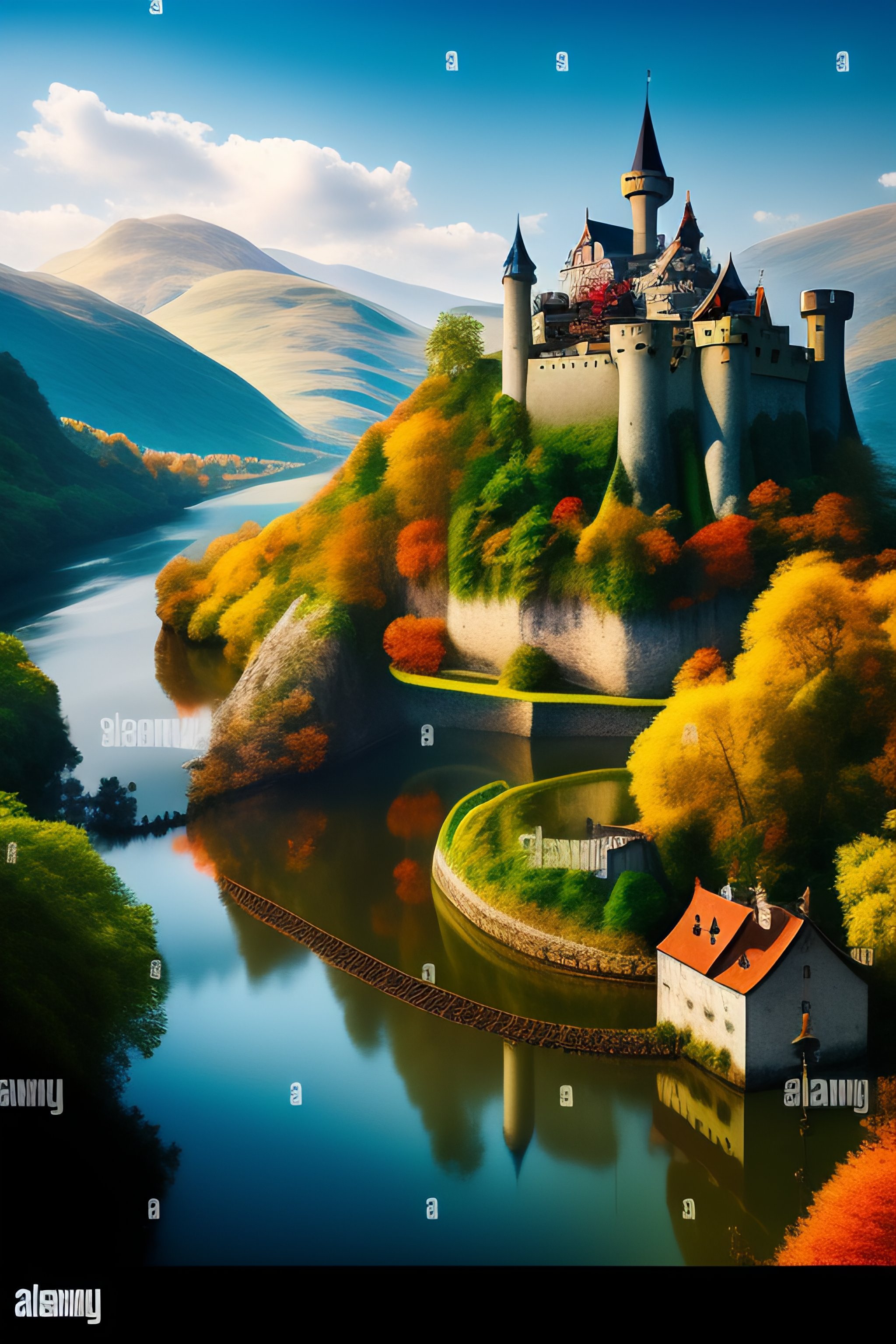 Lexica - Fantasy walled medieval city on a hillside with winding main ...