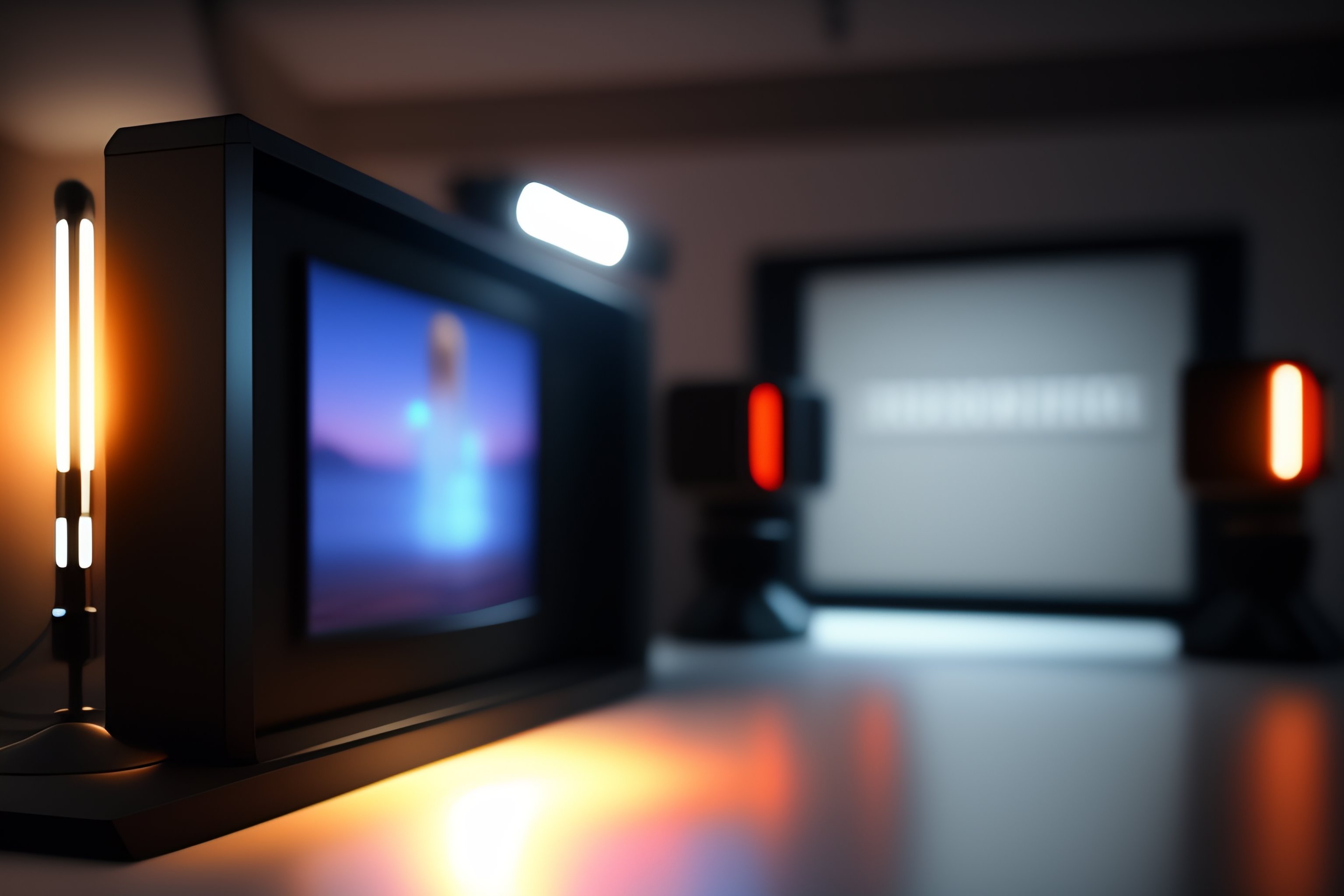 Lexica - Interview scenery, tv show, tv black screen, neutral colors ...