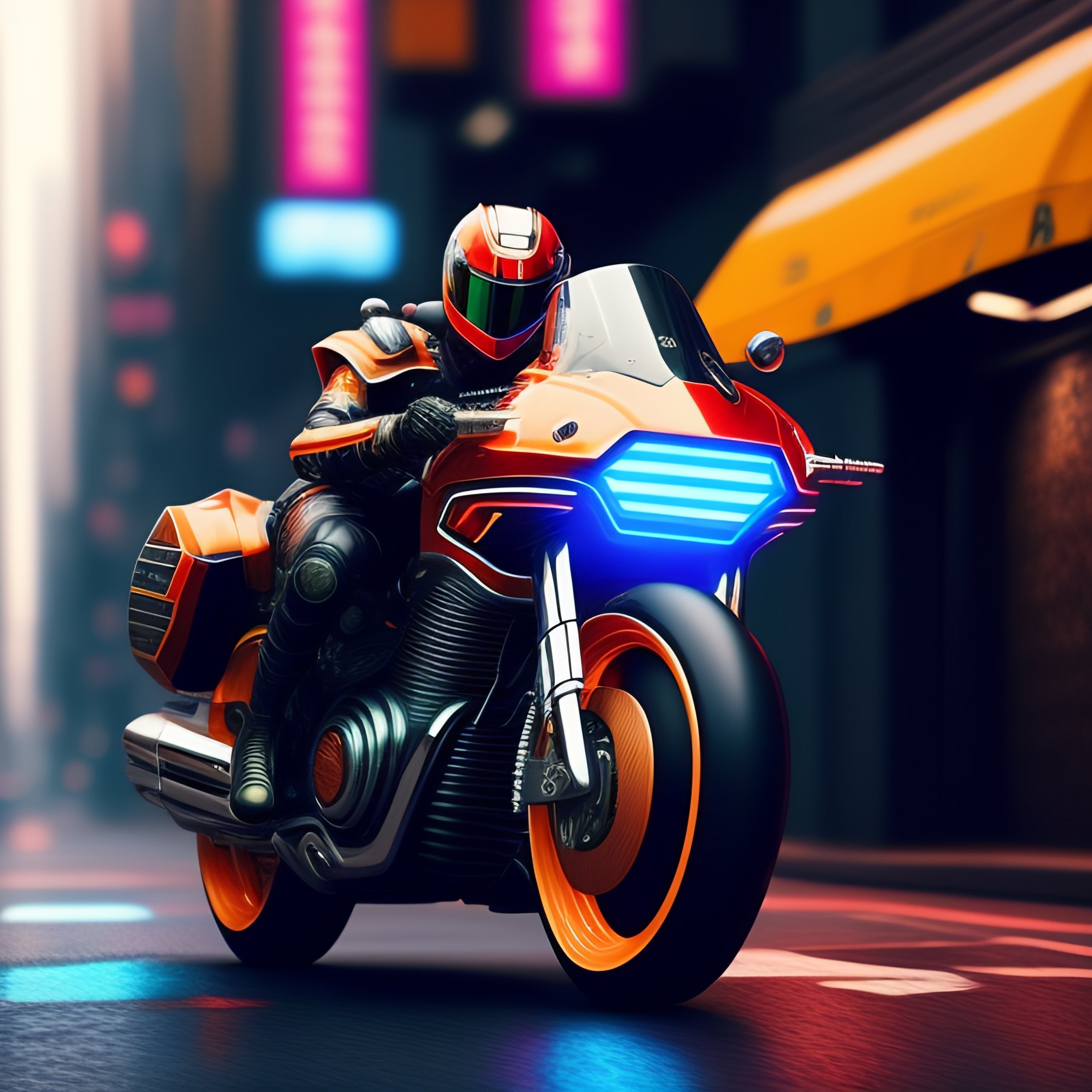 Lexica - Kamen rider ride motorcycle in cyberpunk street