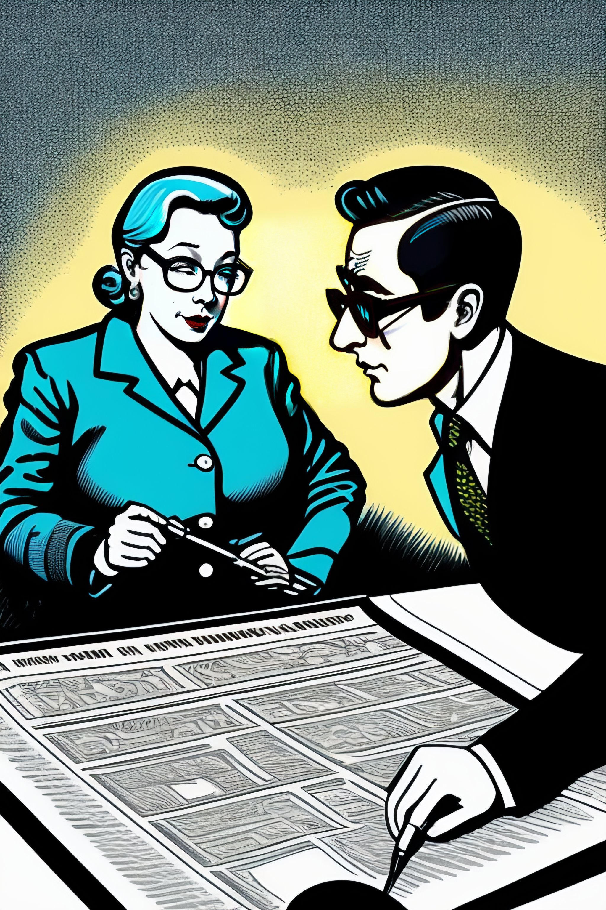 Lexica - Chaotic hand drawing cyan sketch illustration retro of a man ...