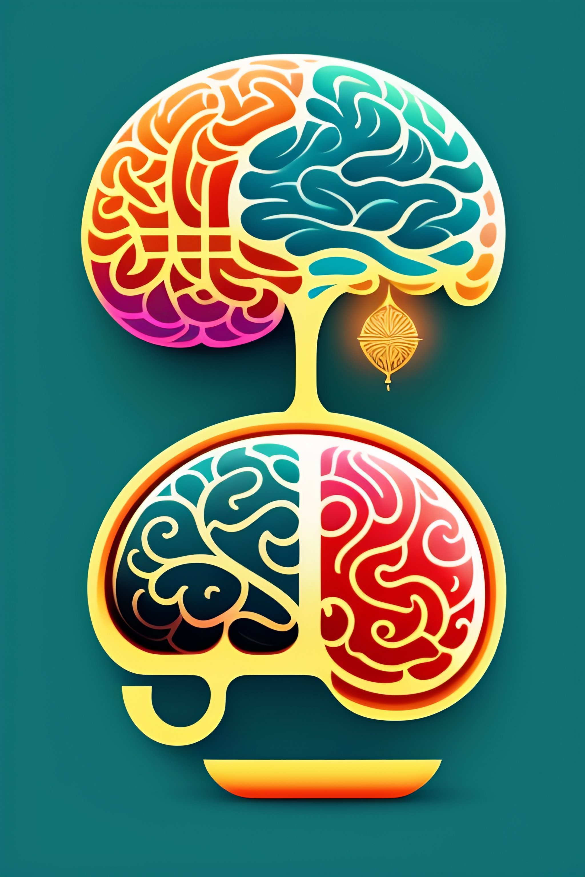 Lexica - Beautiful illustration of a stylized brain, symmetric ...