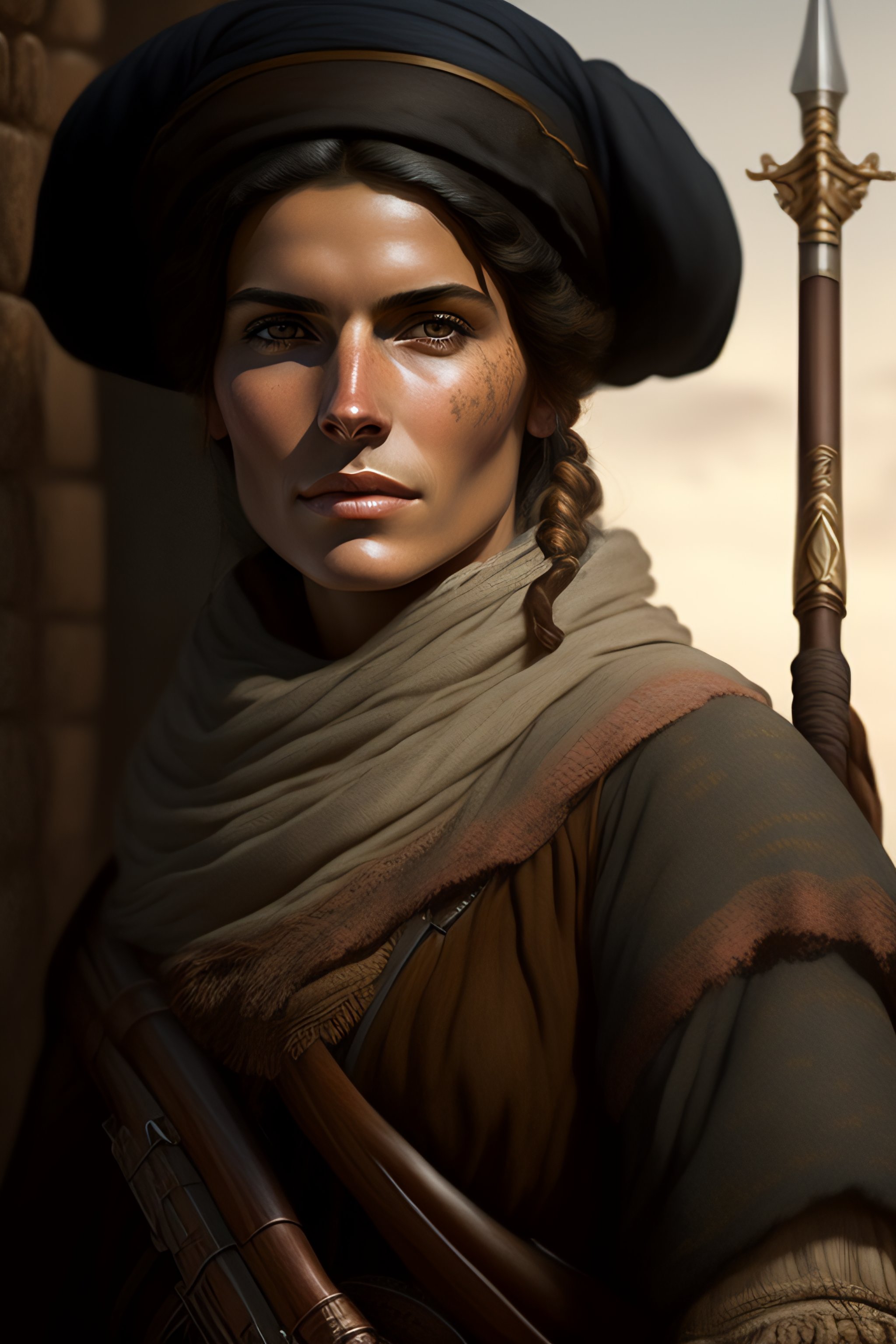 Lexica - Portrait of a spanish peasant woman with an antique musket in ...