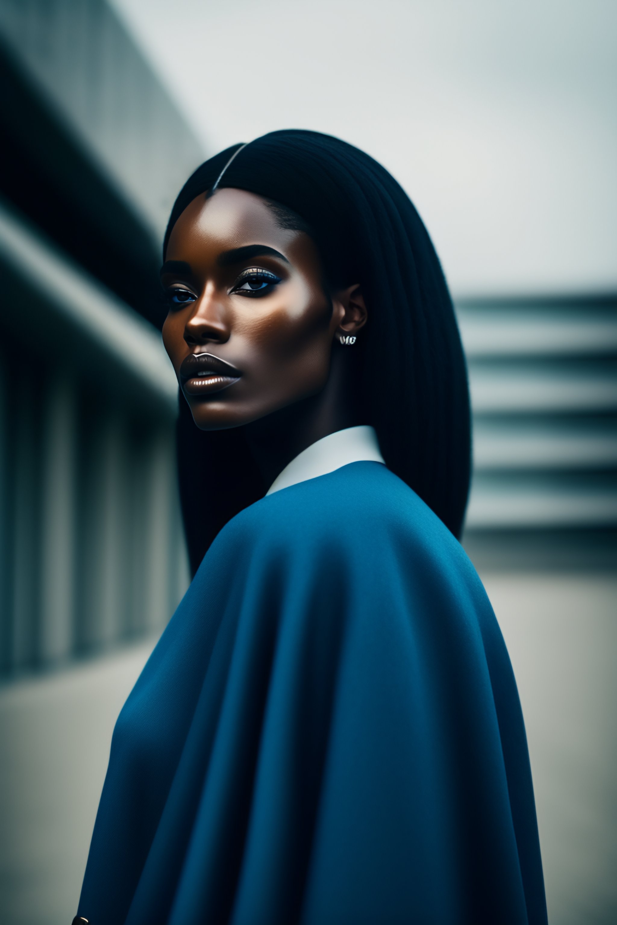 Lexica - Portrait of haute couture beautiful black skin fashion model ...