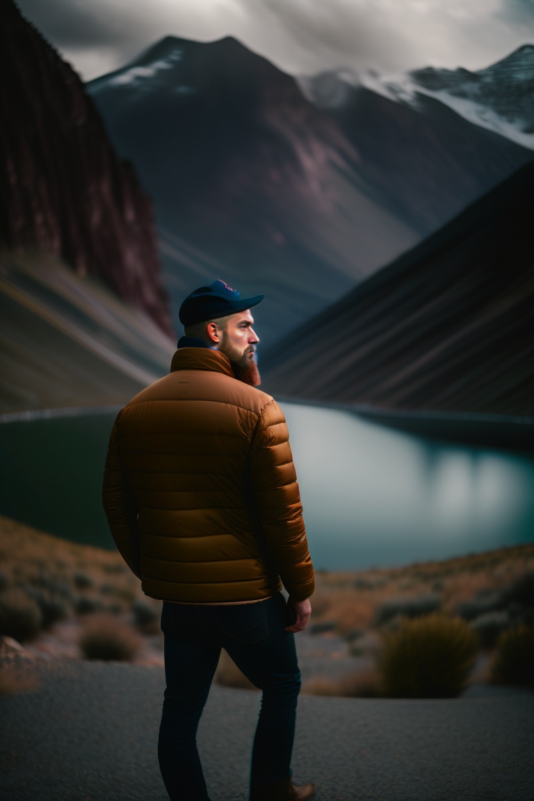 Lexica - Portrait of a man looking fiercely into the distant mountains ...