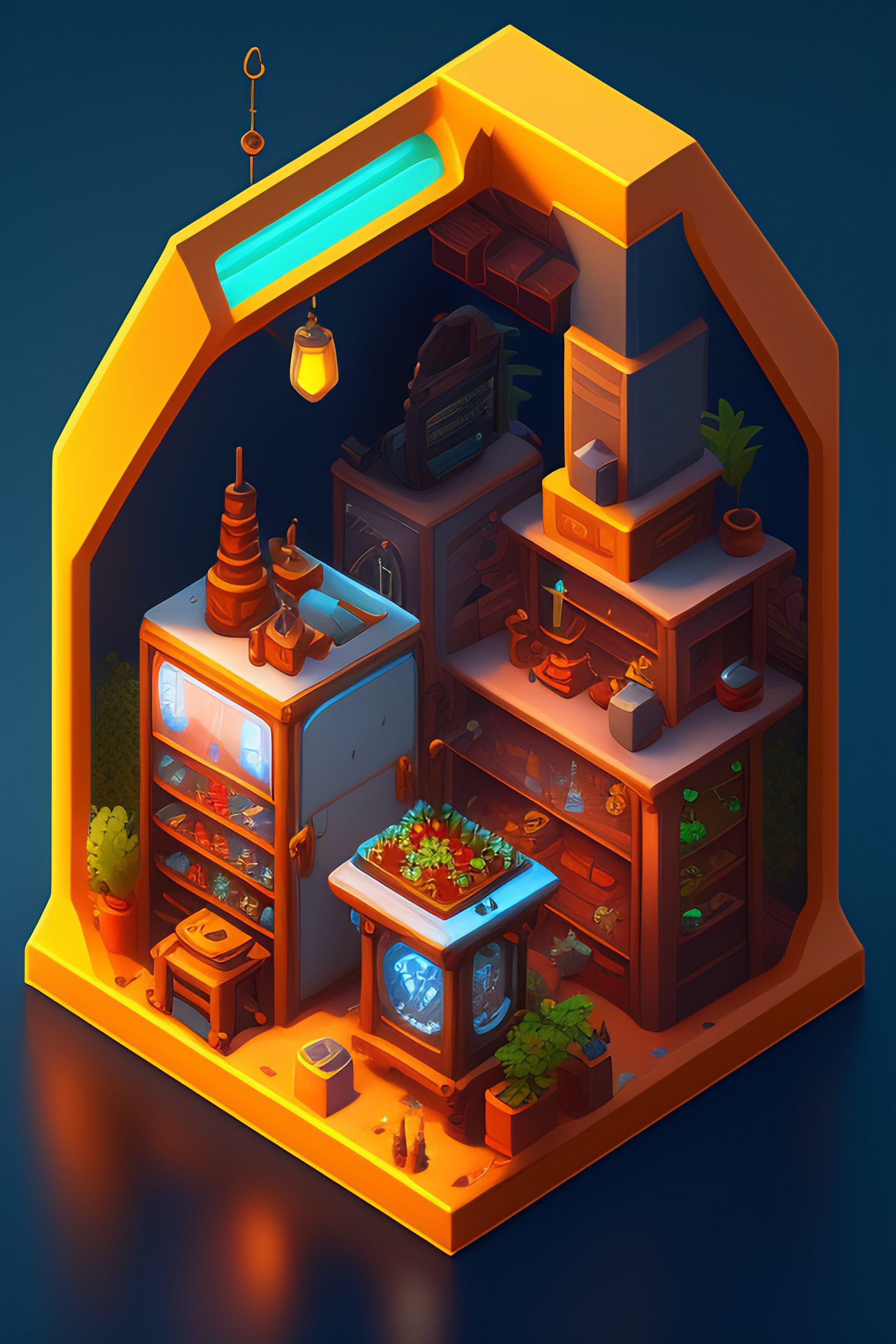 Lexica - Isometric laboratory, concept art, by senior environment artist, featured on polycount ...