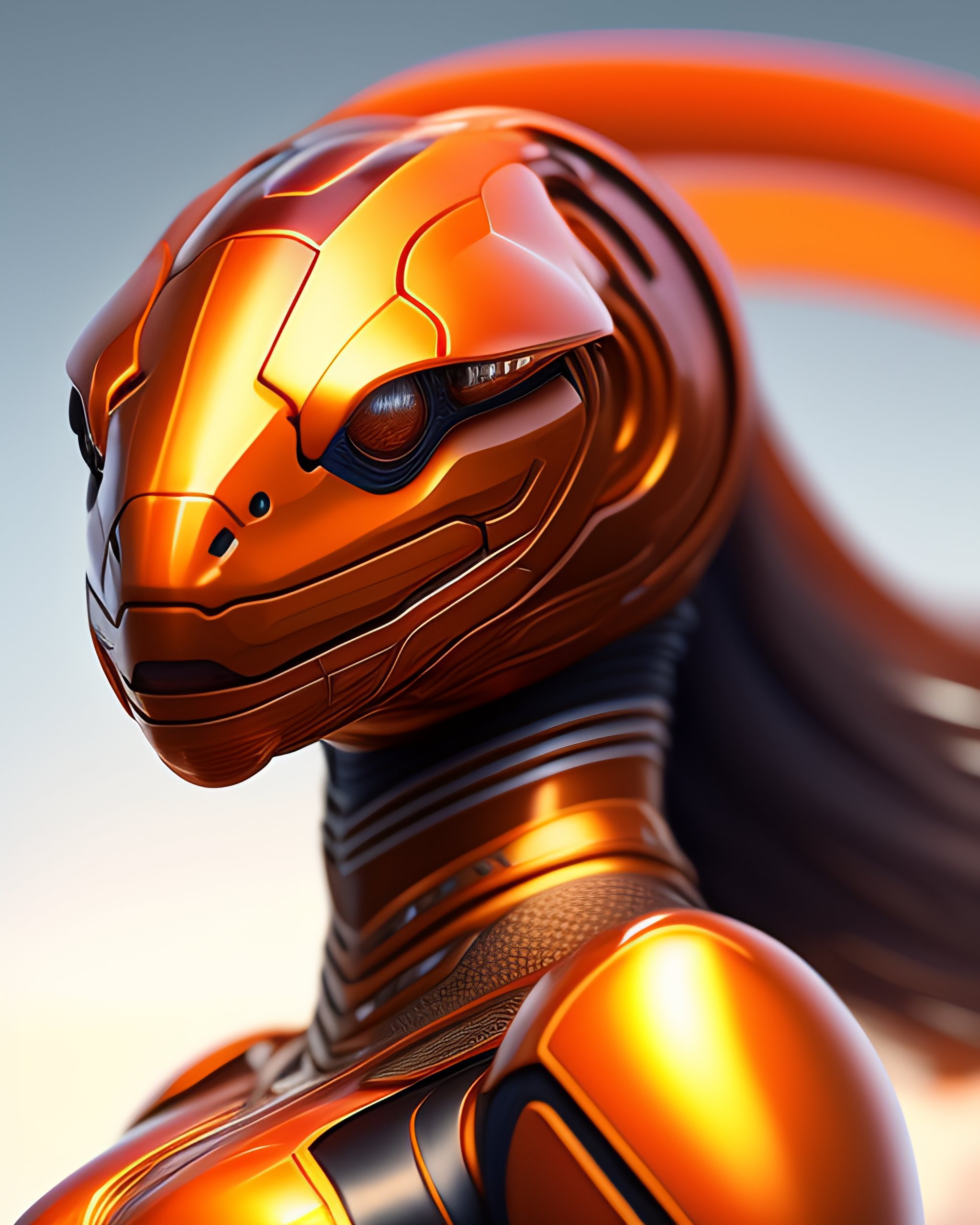 Lexica - Portrait of a cybernetic orange snake a spiritual full body ...