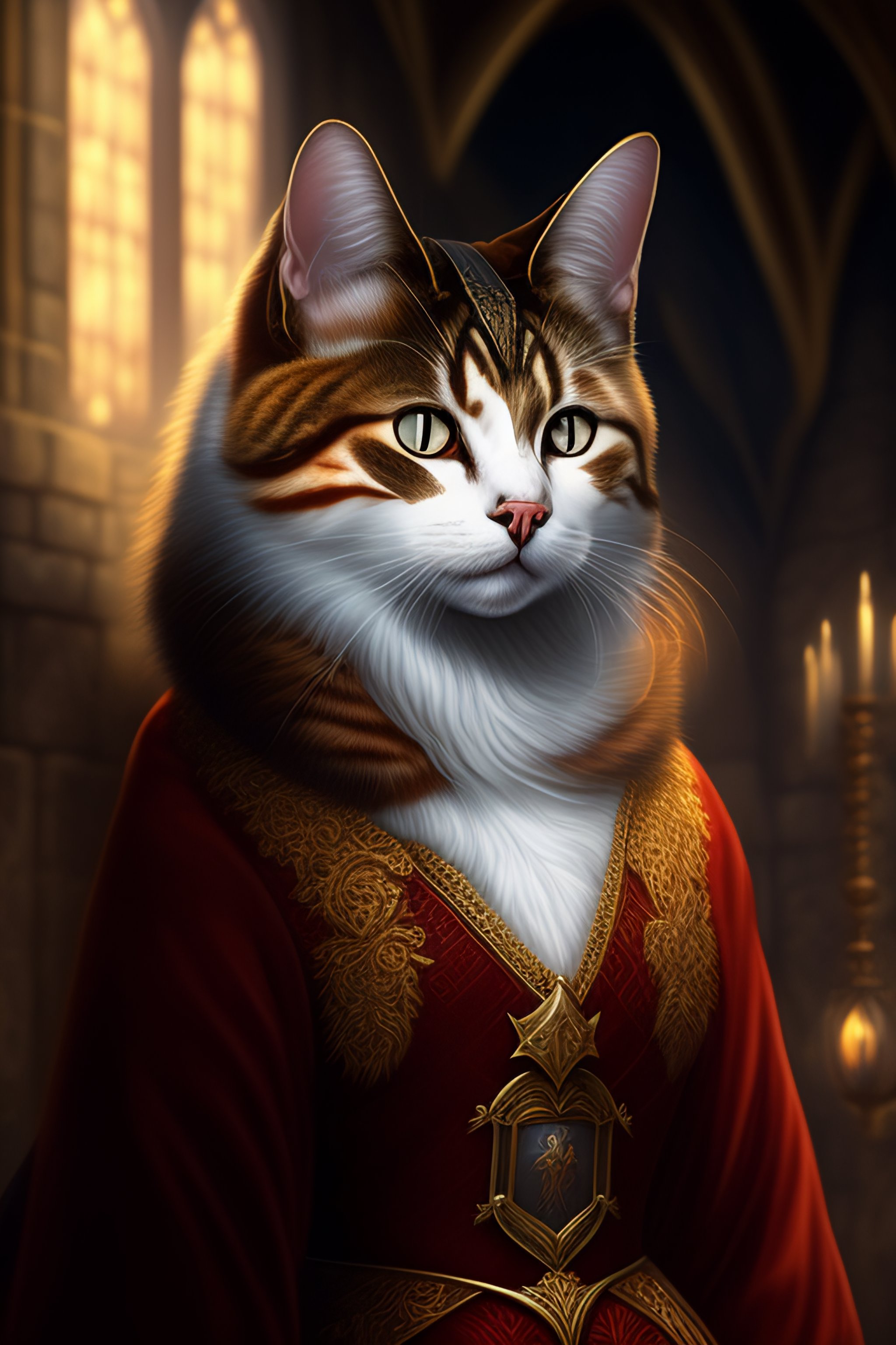 Lexica - Portrait of a cat-cleric in an gothic castle