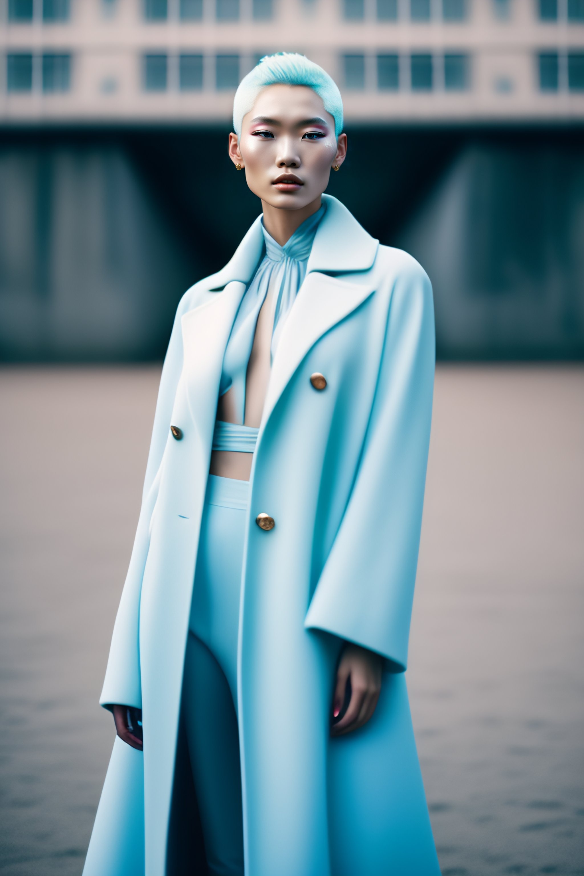 Lexica - Portrait of haute couture beautiful albino asian fashion model ...