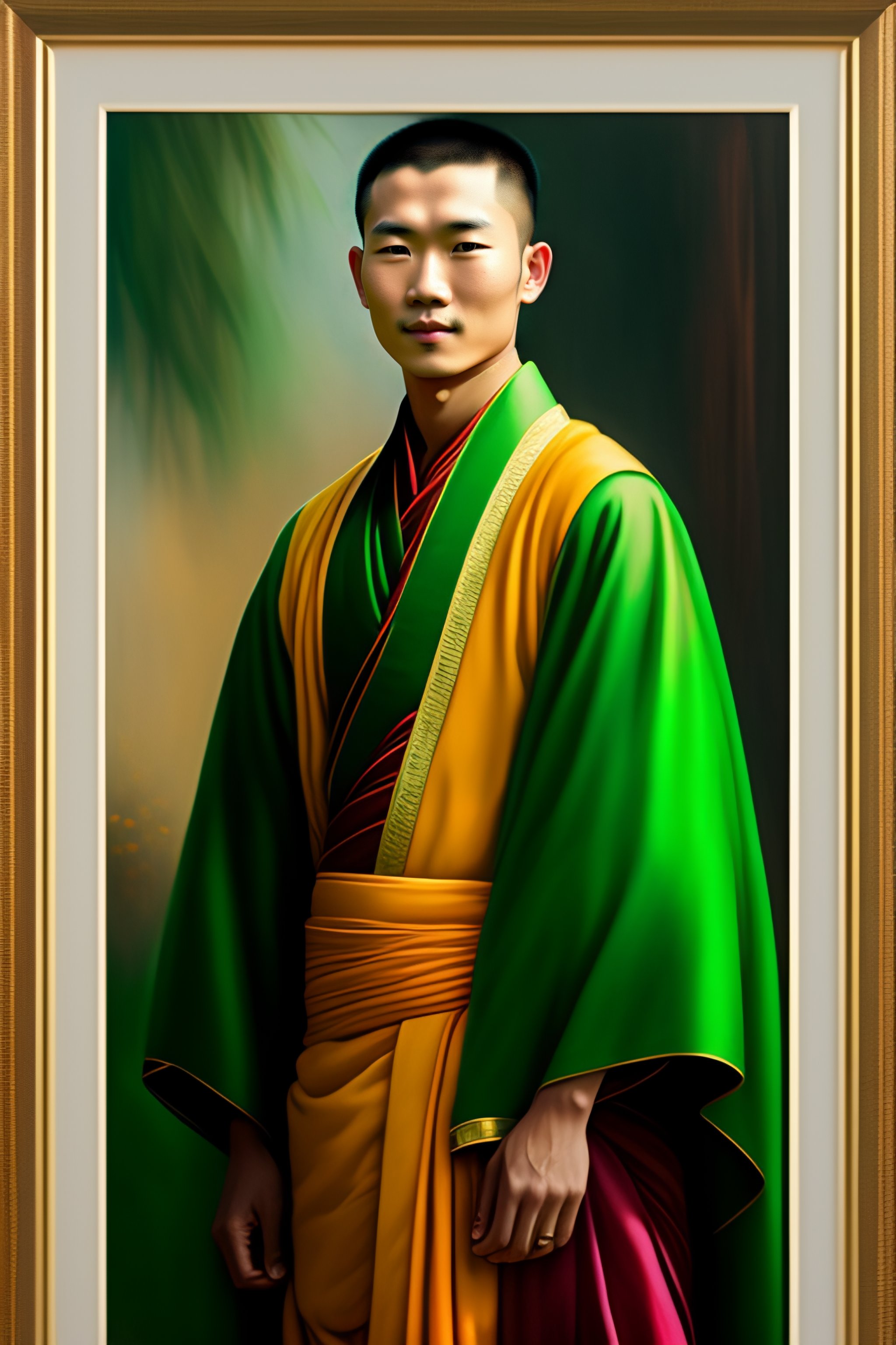 Lexica - Young asian monk with green kimono