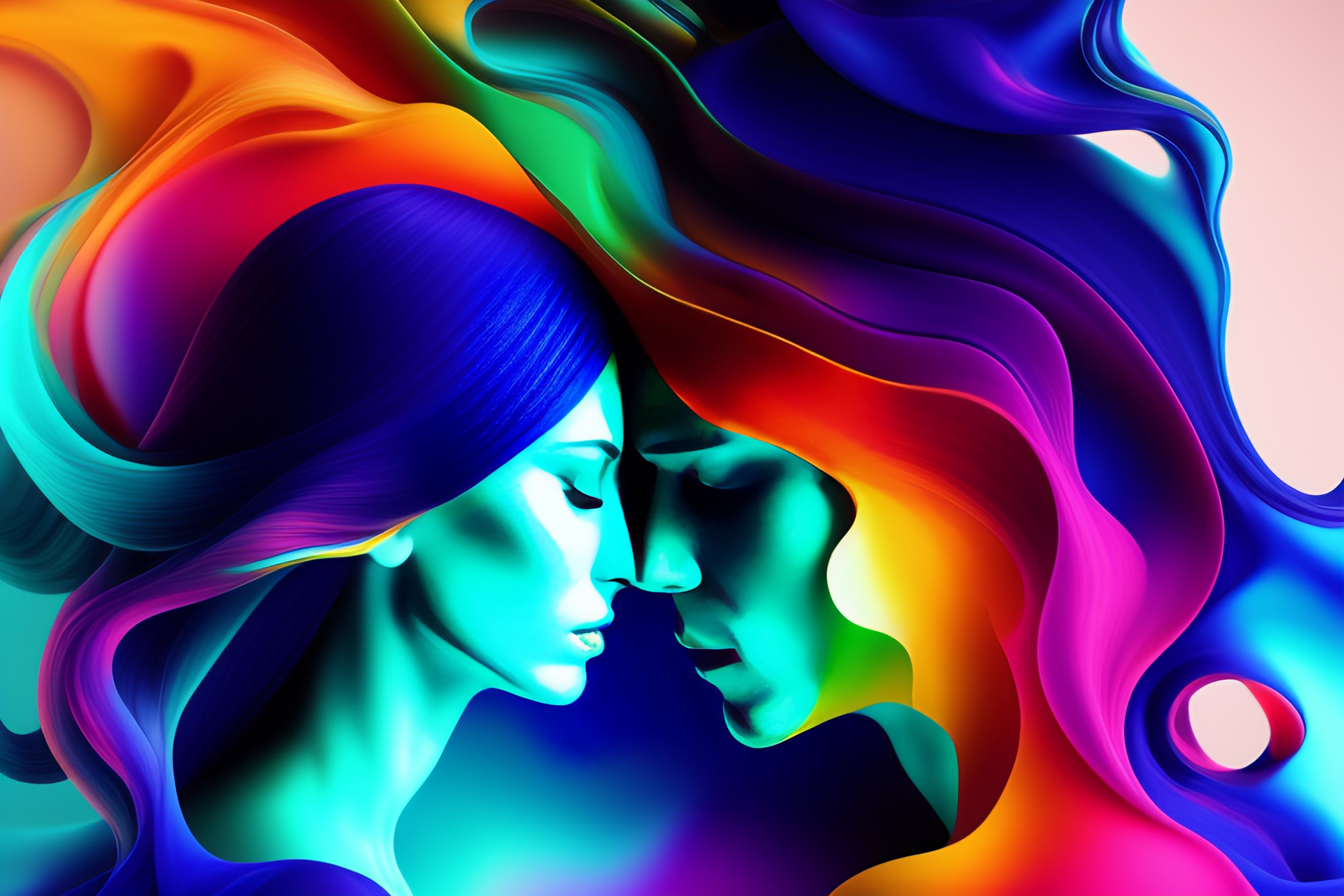 Lexica - Abstract colorful underwater ink art of a couple in love ...