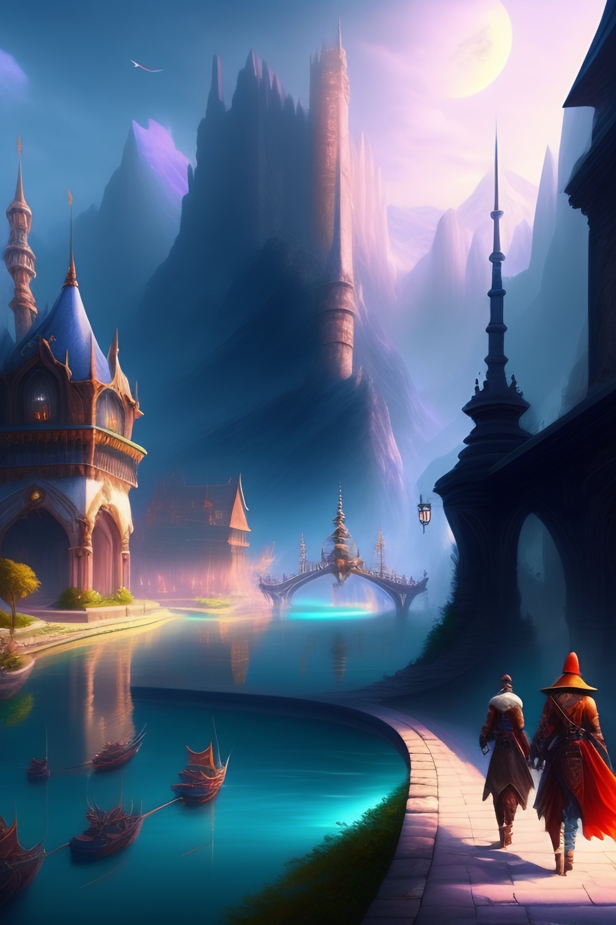 Lexica - Fantasy background, concept art, matte painting, city square ...