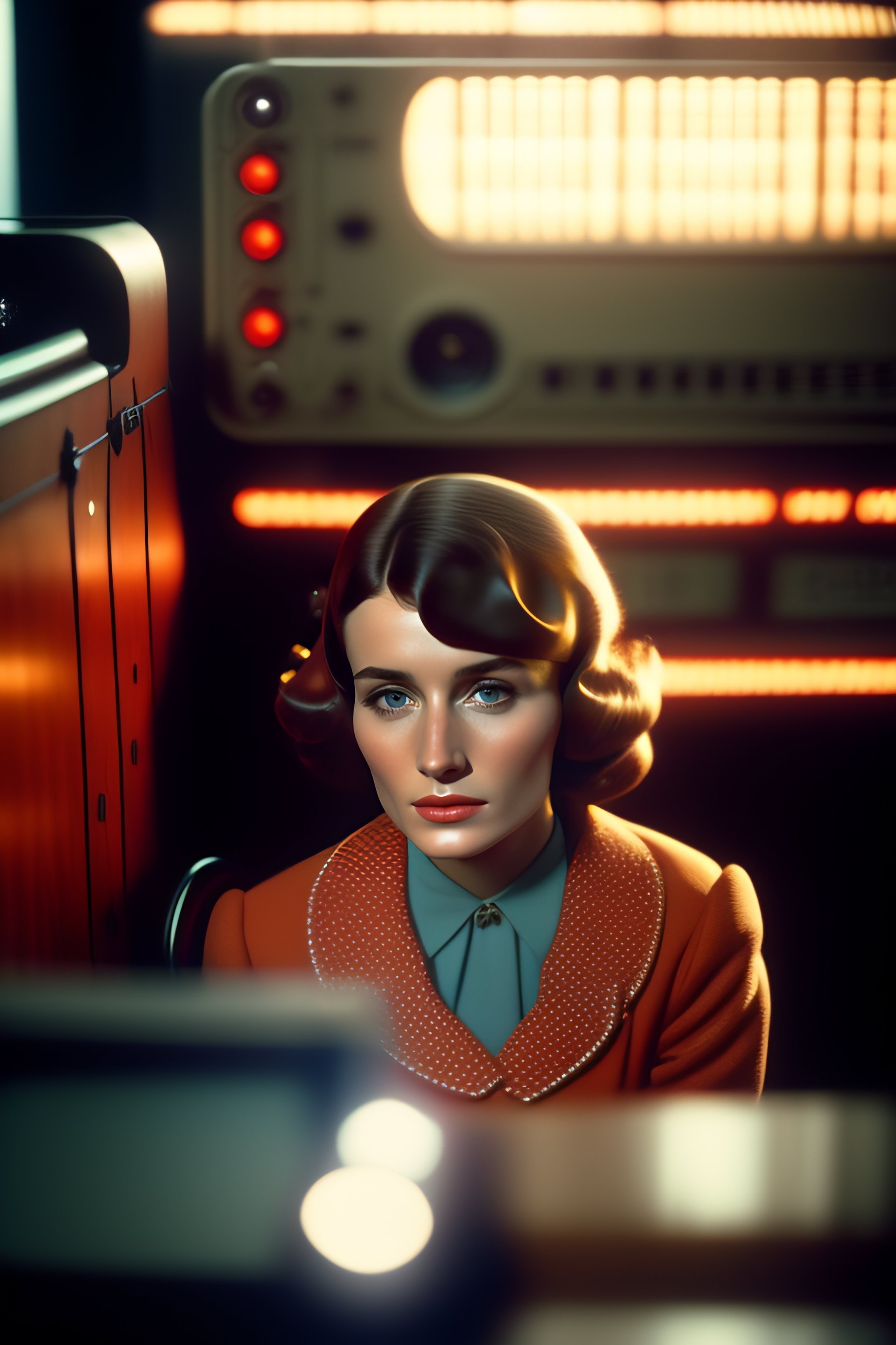 Lexica - A Soviet girl sitting in a chair in front of a soviet computer ...