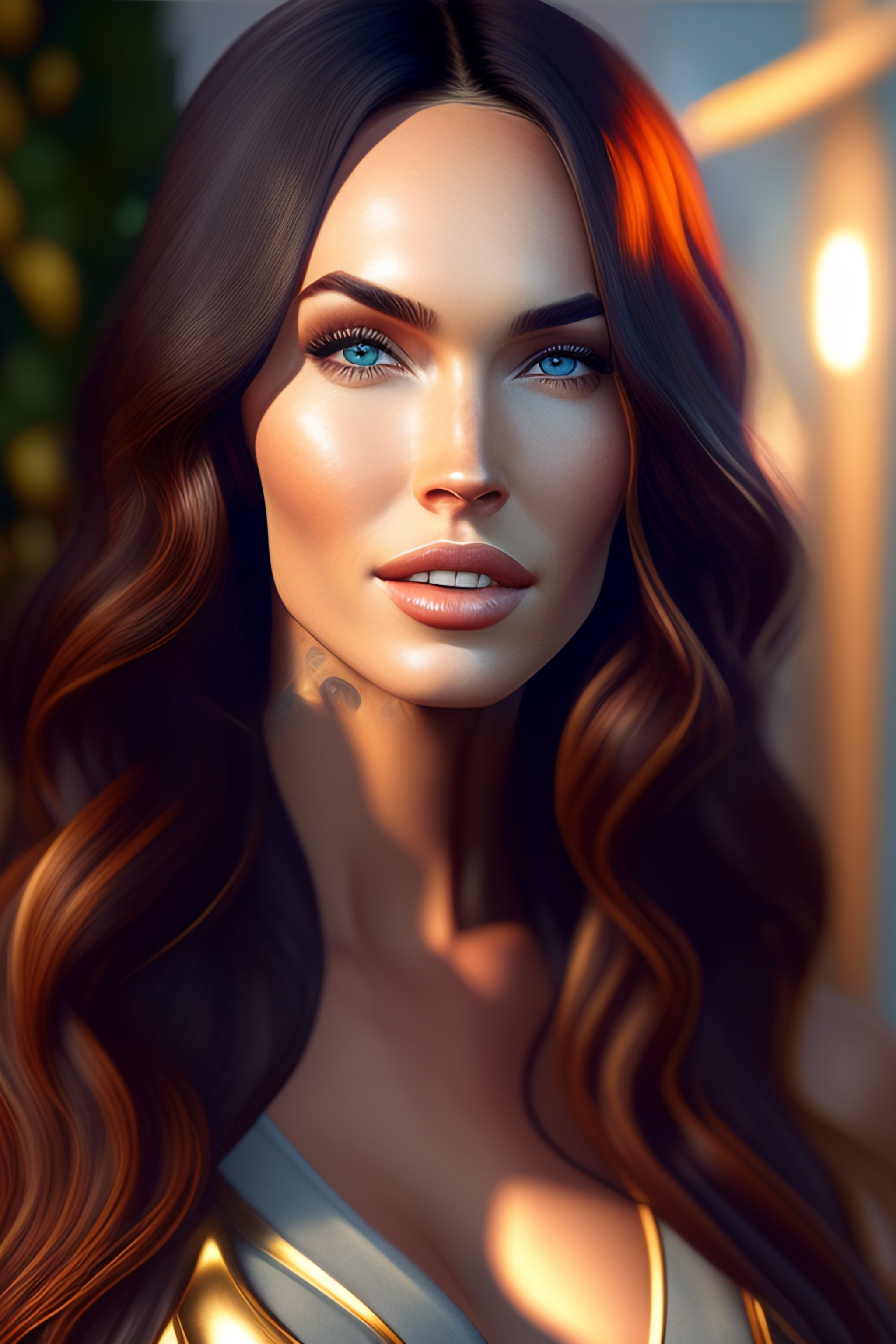 Lexica - Highly detailed portrait of Megan Fox, stephen bliss, unreal ...