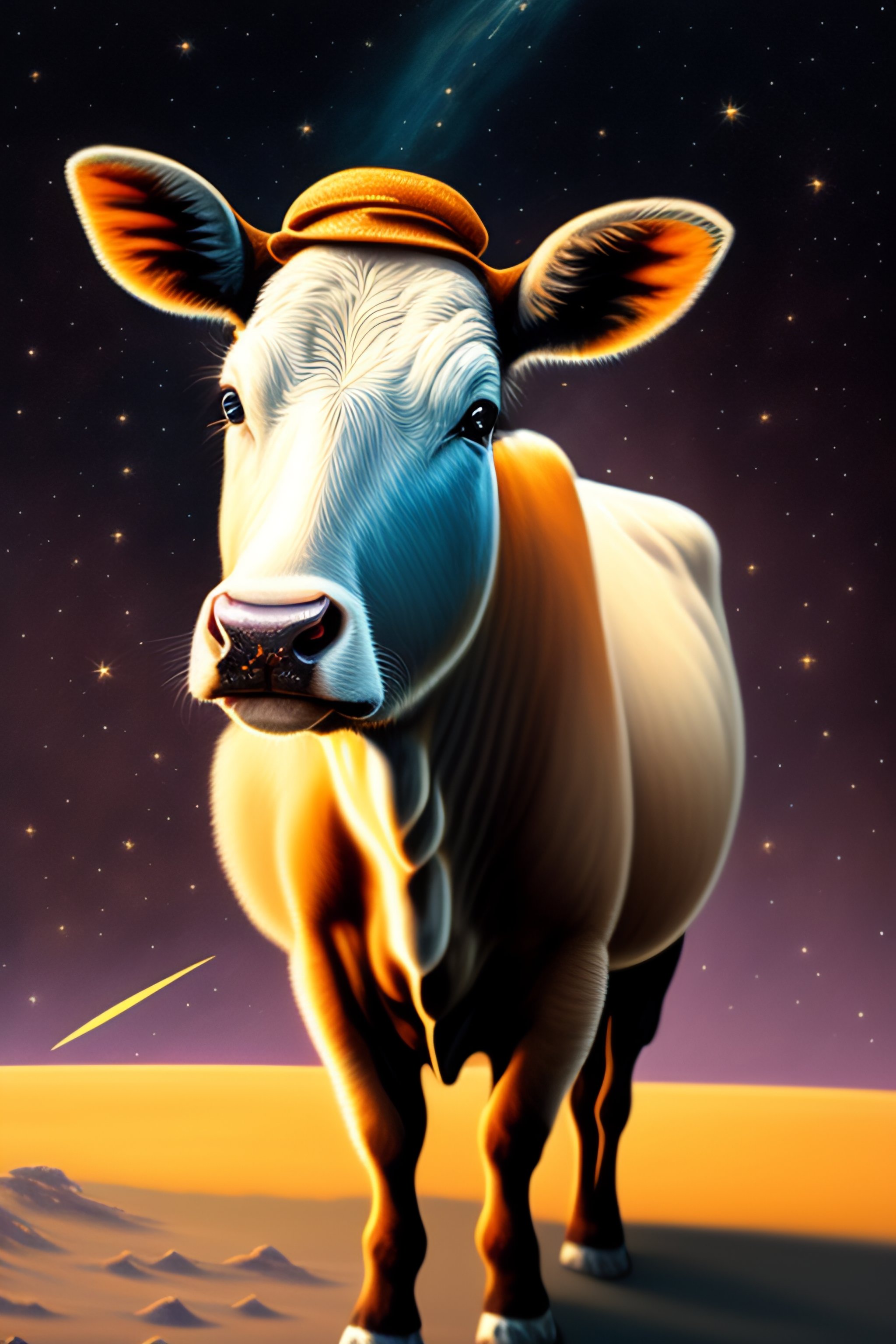 Lexica - Vintage space cow illustration