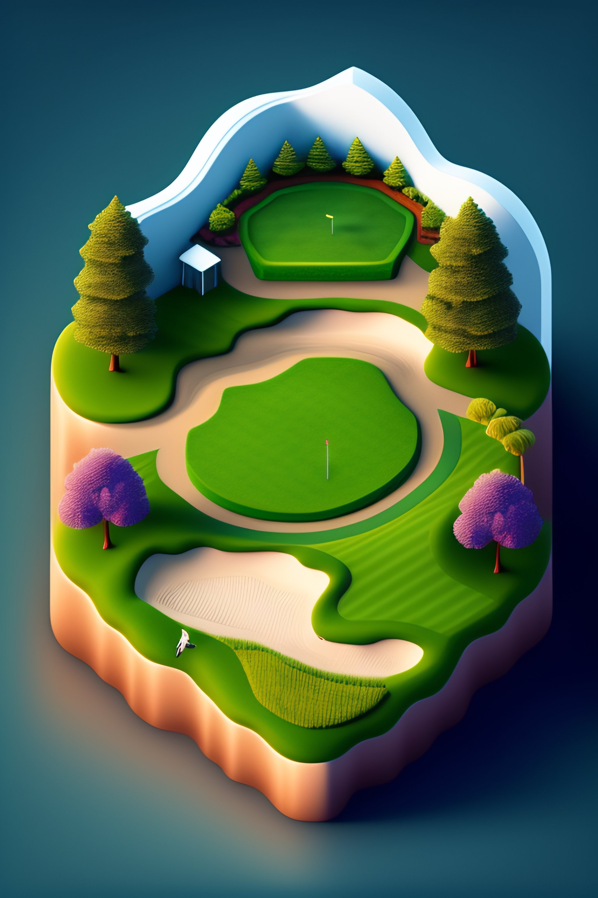 Lexica - Isometric view of a beautiful golf course