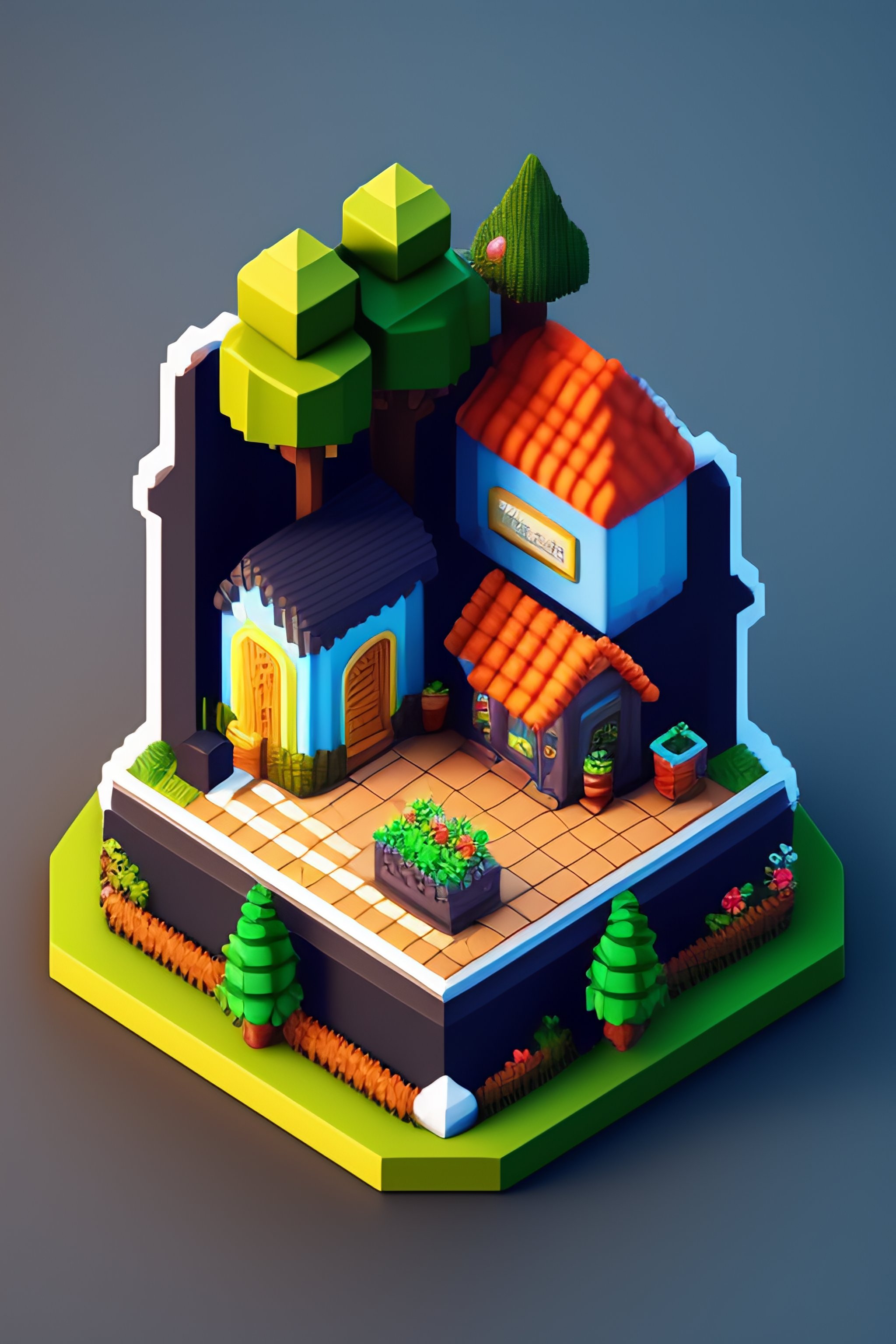 Lexica - Detailed isometric real estate, pixel art, c4d, full focus, isolated background