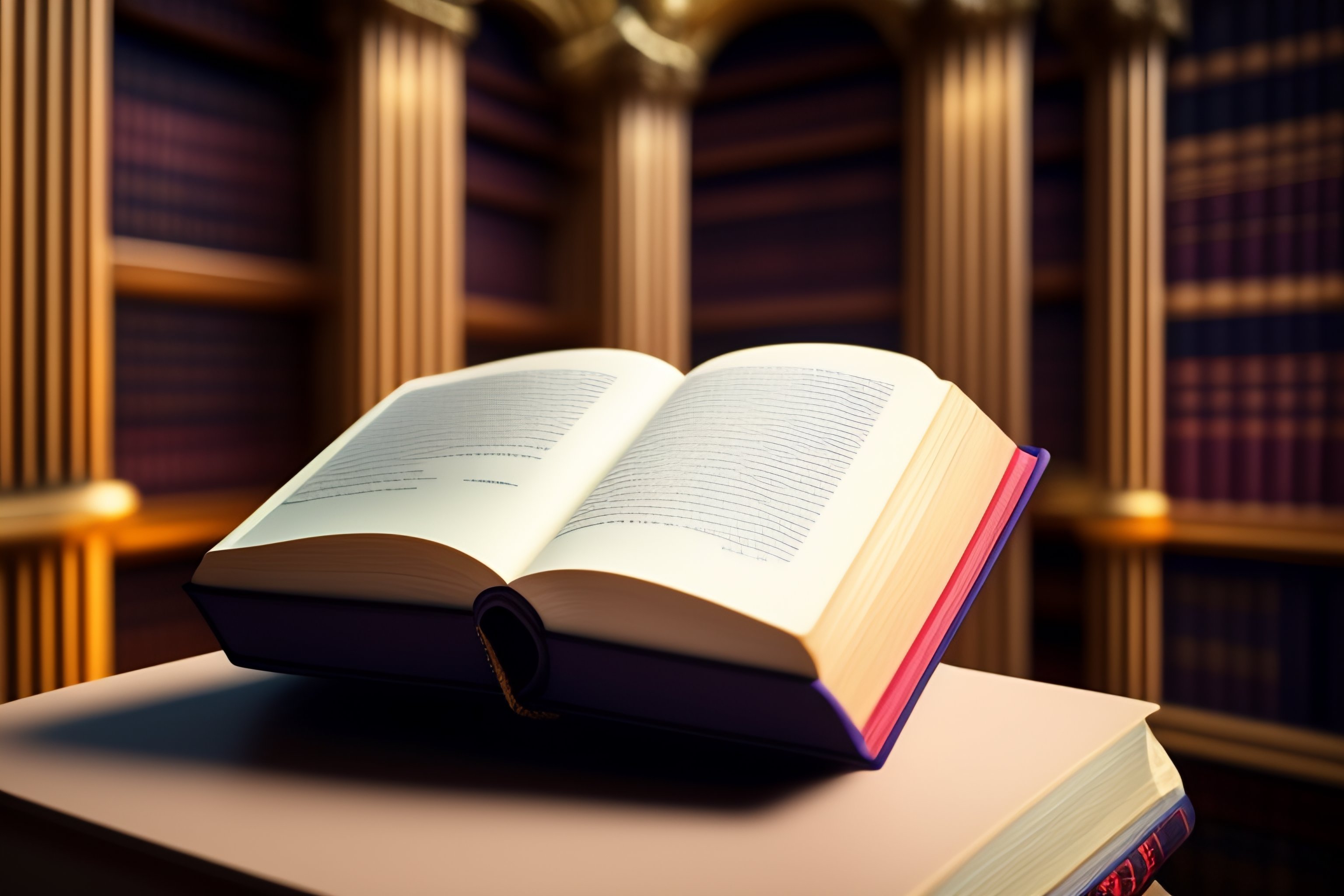 Lexica - A book on a pedestal inside a huge library