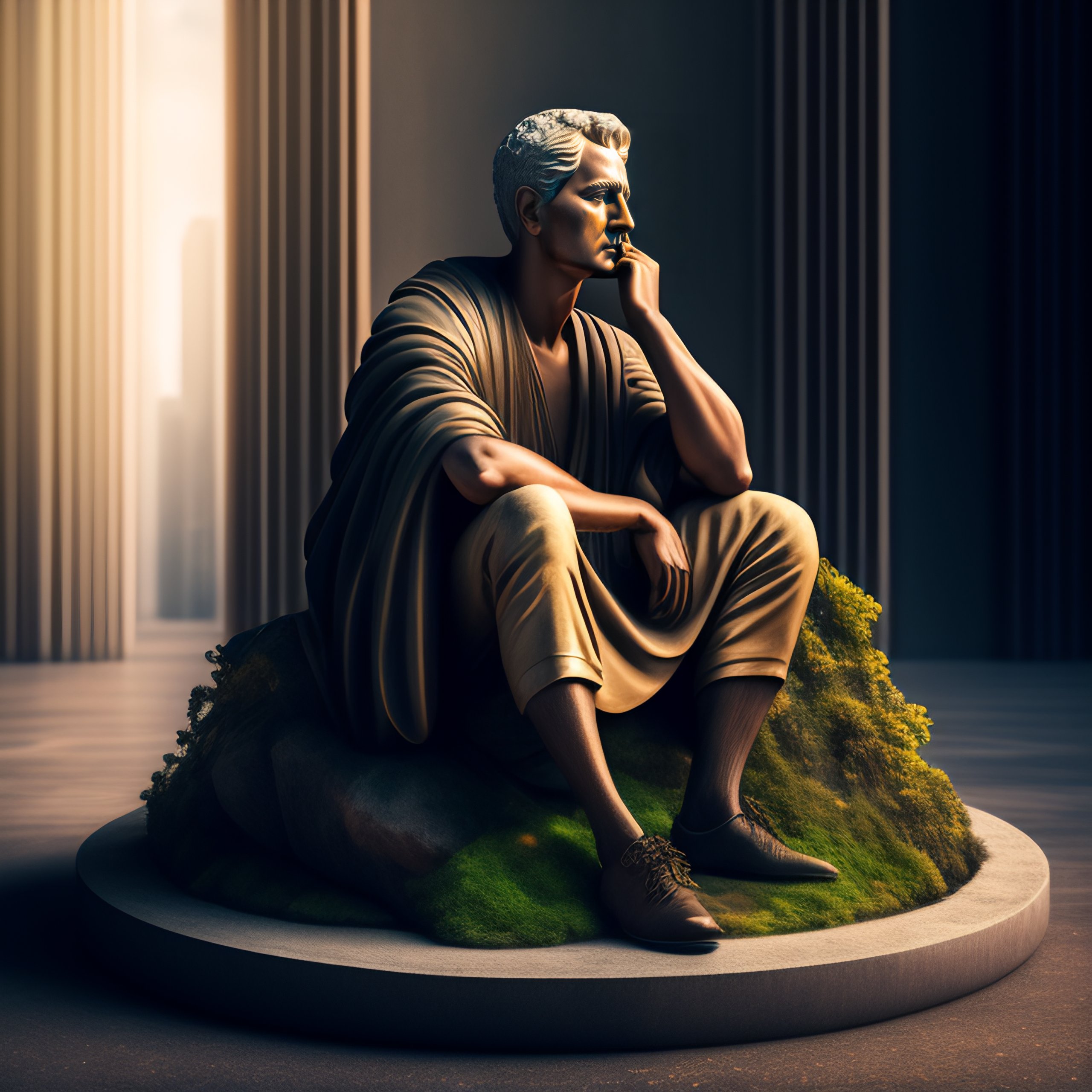 Lexica - Ultra hd! editorial, worry room, a statue of a thoughtful ...