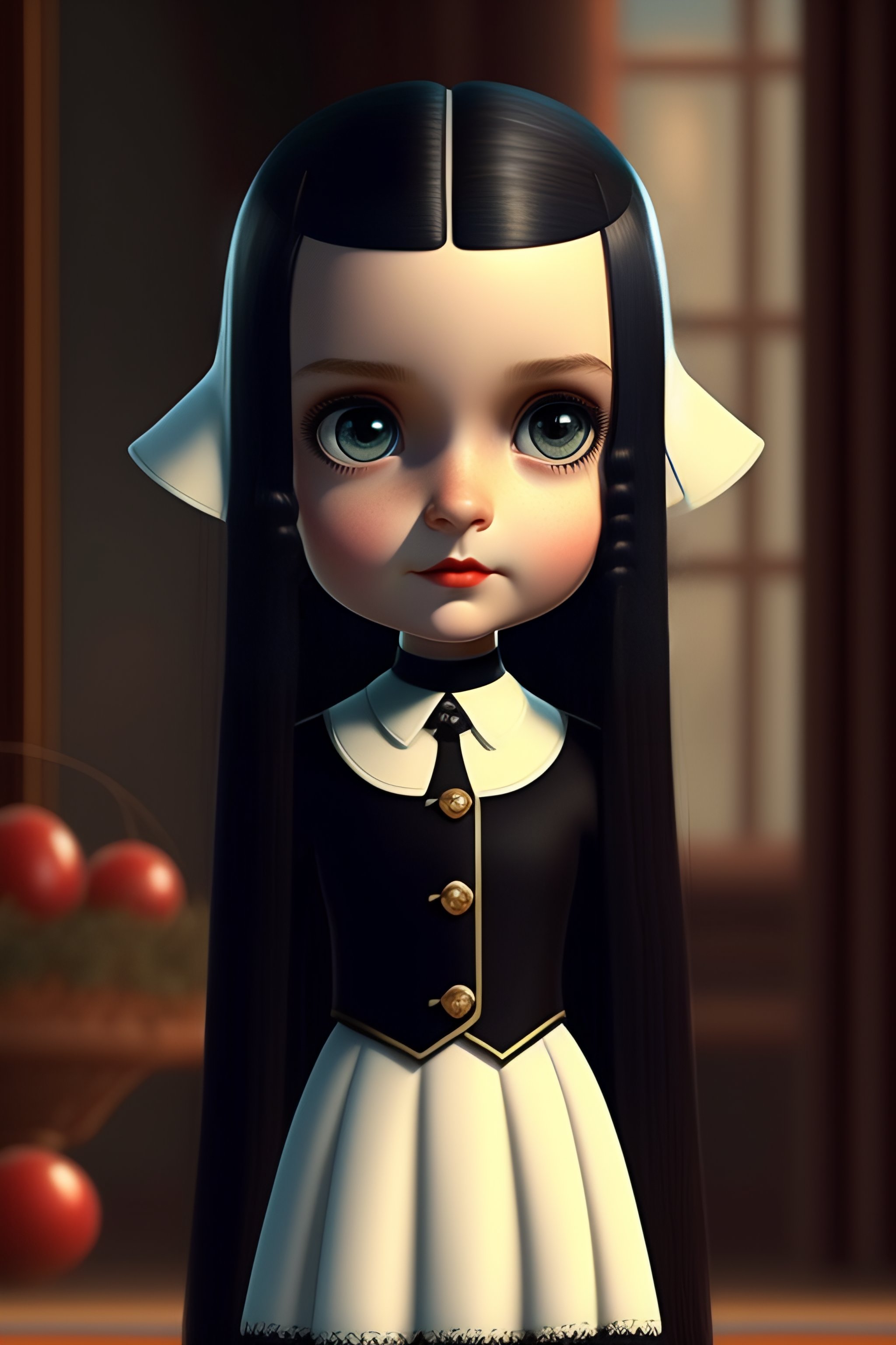 Lexica - Design me a positive looking for Wednesday Addams from the ...