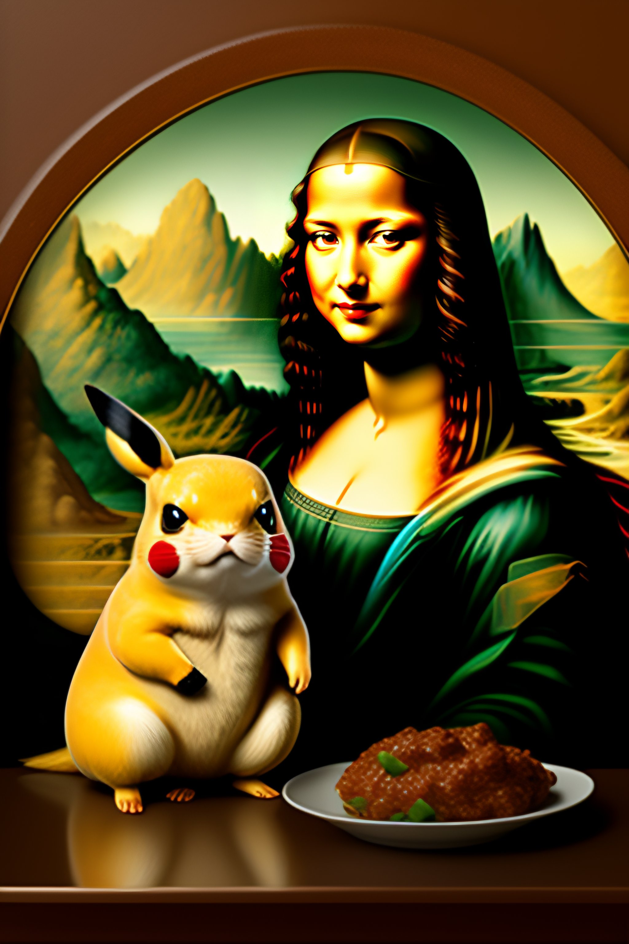 Lexica - Pikachu and Mona Lisa have dinner