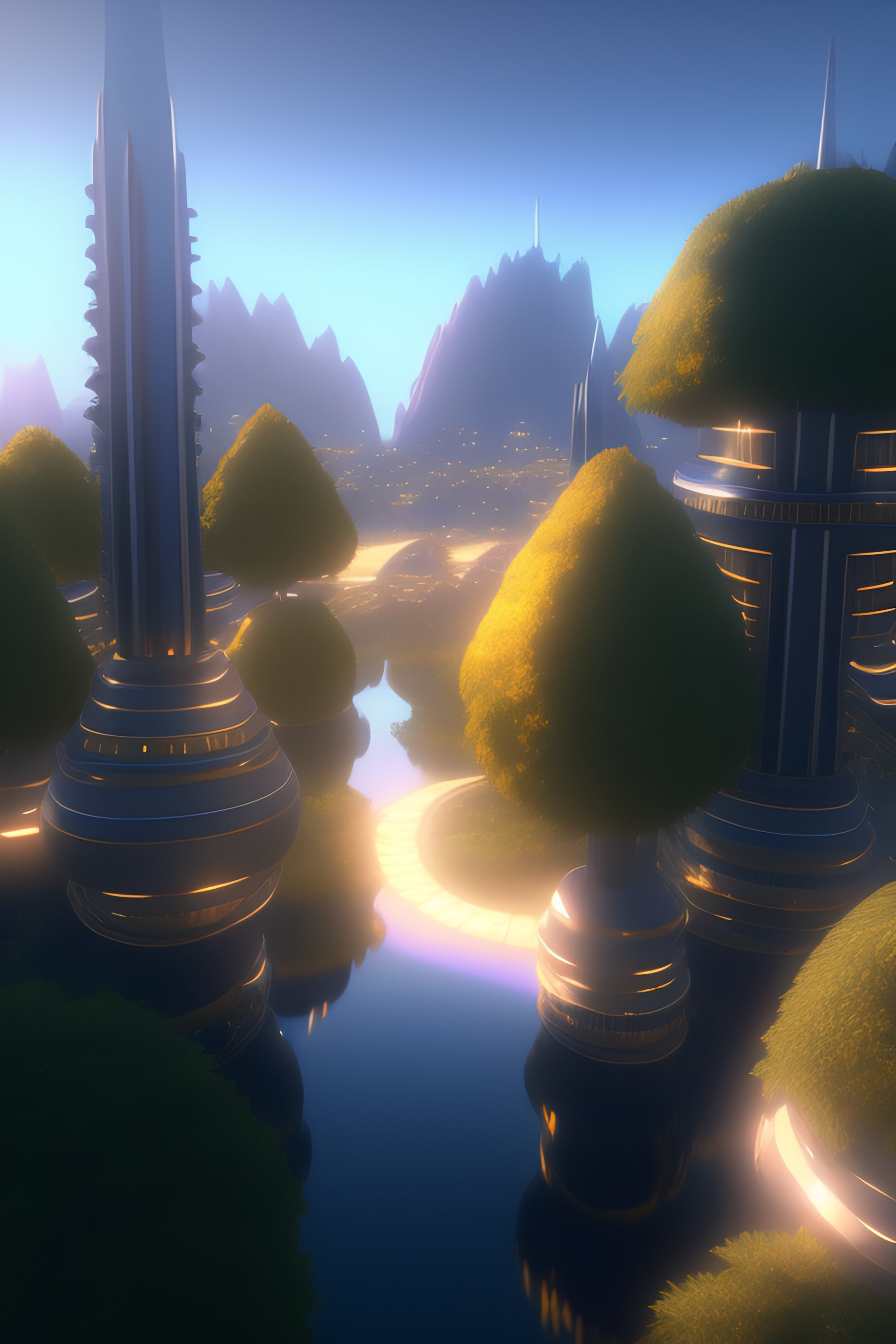 Lexica - Realistic Solarpunk utopian community, from the roof, many ...