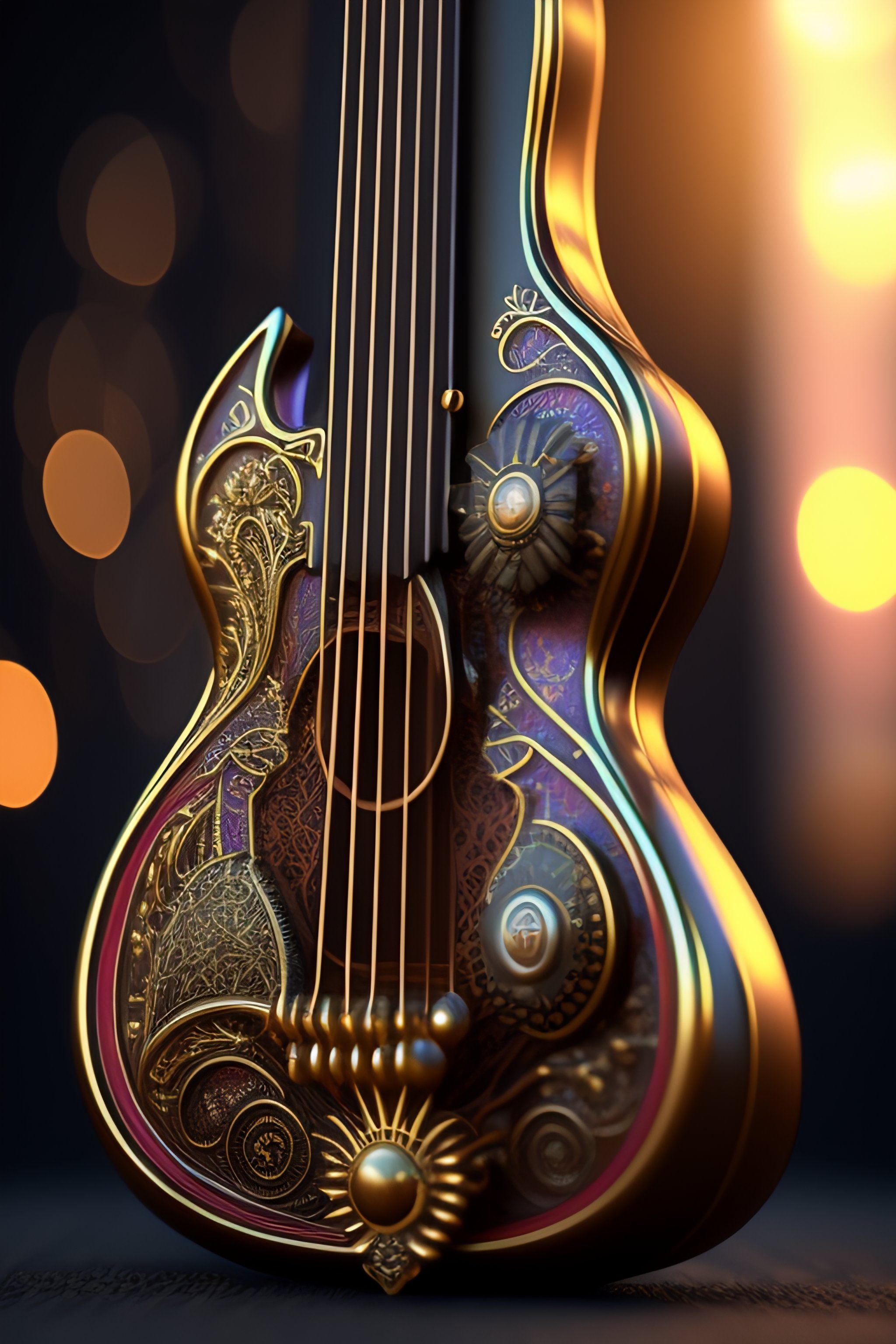 Lexica - Photo of an eccentric steampunk electric guitar with ornaments ...