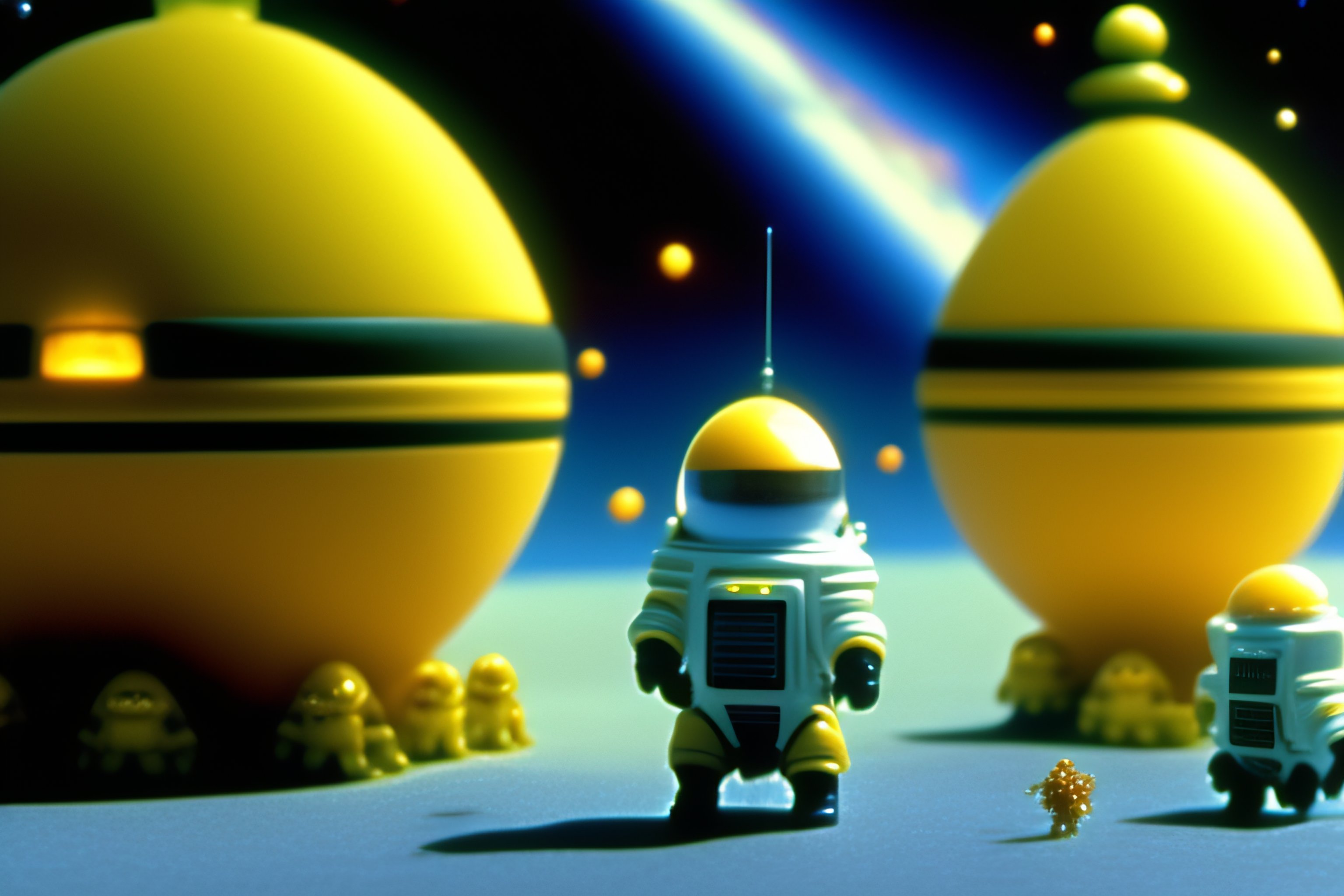 Lexica - Space Invaders are threatening an alien family, scene from ...