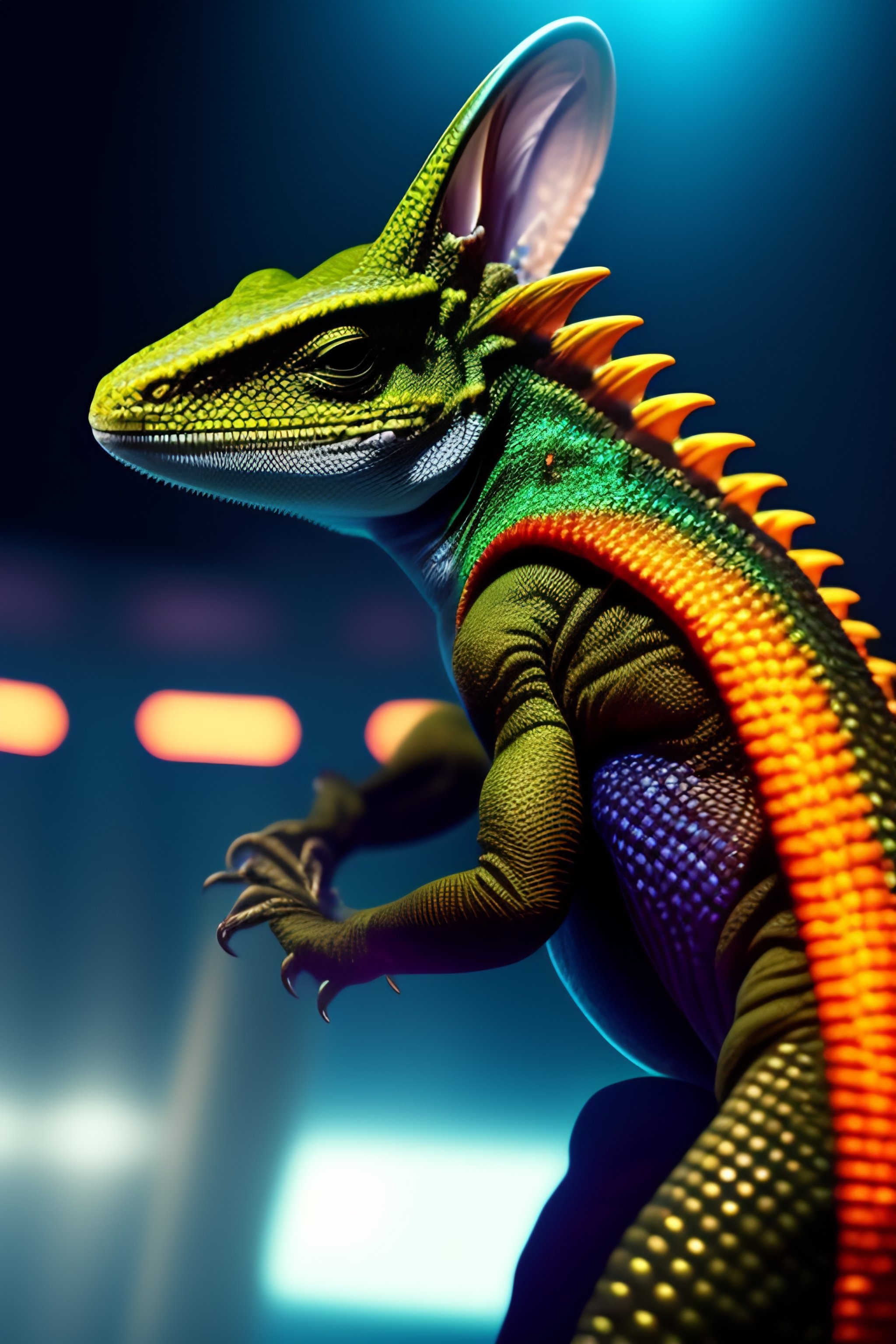 Lexica - Create an image of a 'lizard' who is an alien fighting against ...