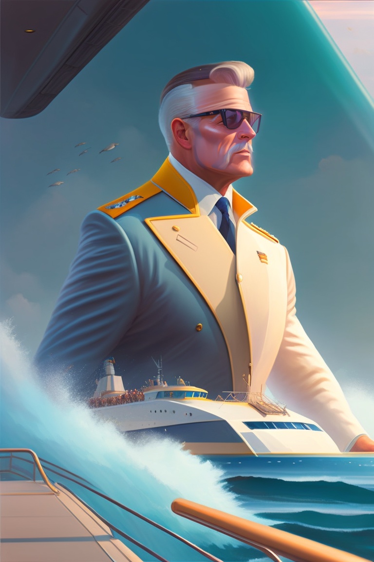 Lexica - "male ship captain steering through the rough seas" by Syd Mead, cold color palette ...