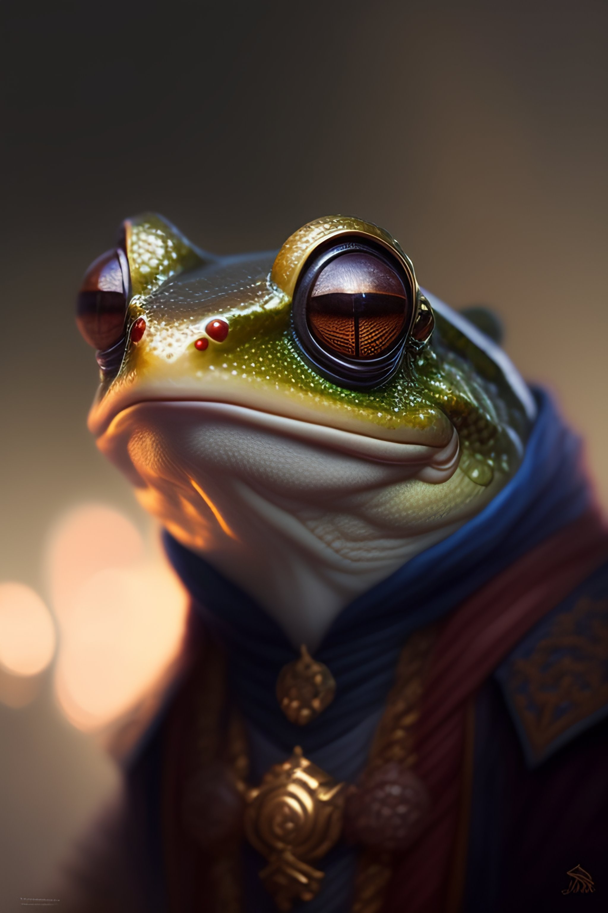 Lexica - A detailed portrait of a frog wise elderman, by justin gerard ...