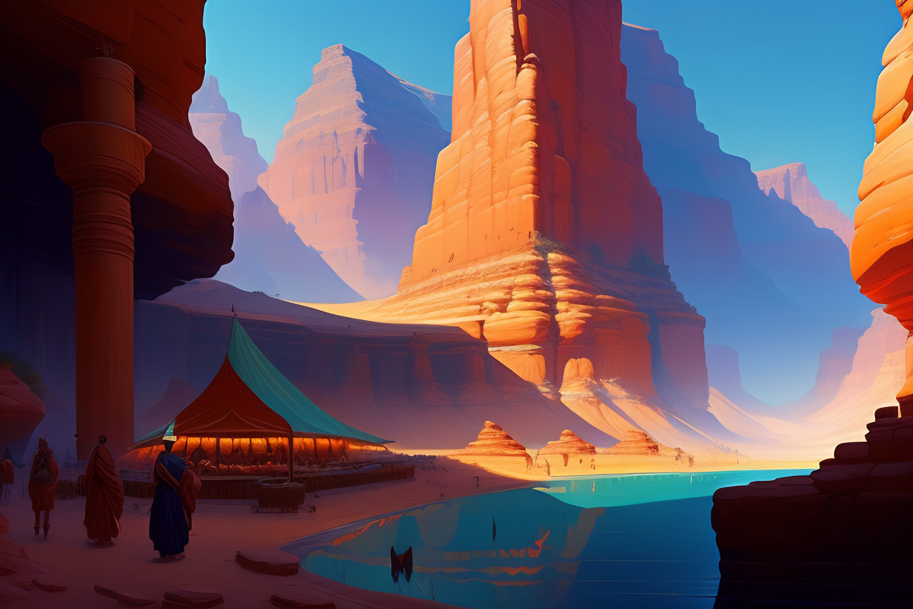 Lexica - Market in the depths of the grand canyon, in marble incrusted ...