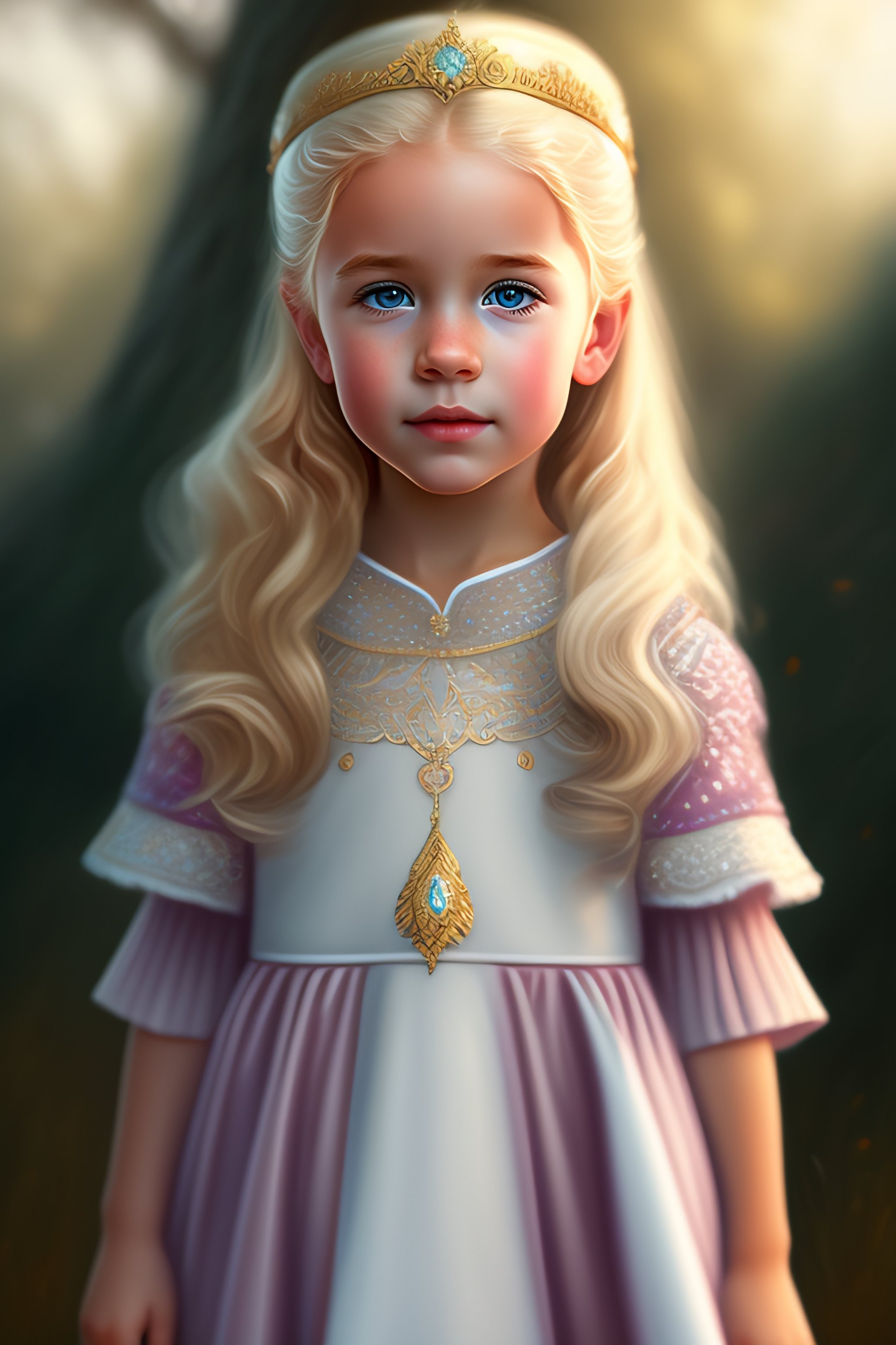Lexica - Little girl with magic power dress like a princess, blond hair ...