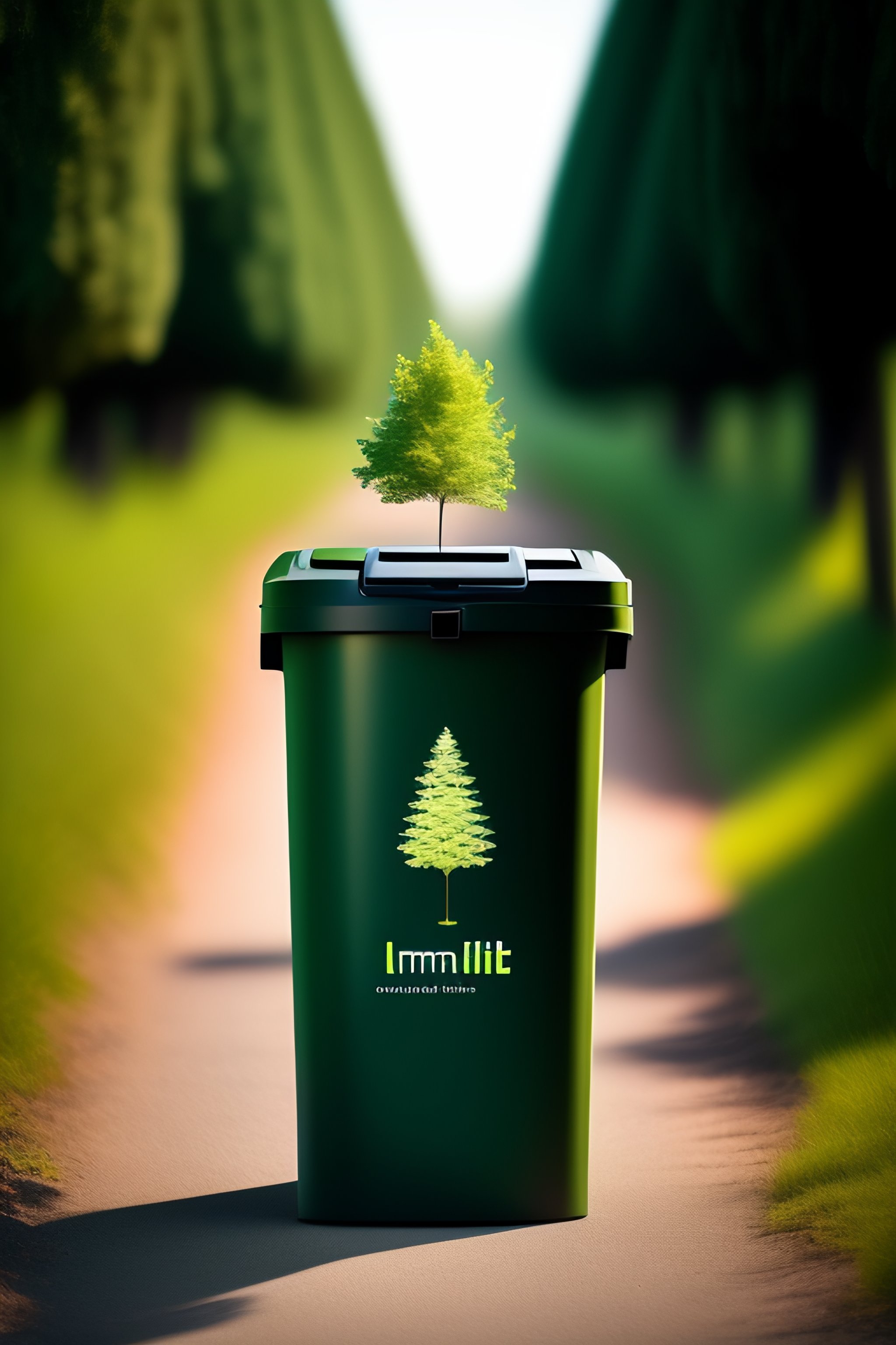 Lexica - 8k minimalit high tech company logo of a smart bin with a tree