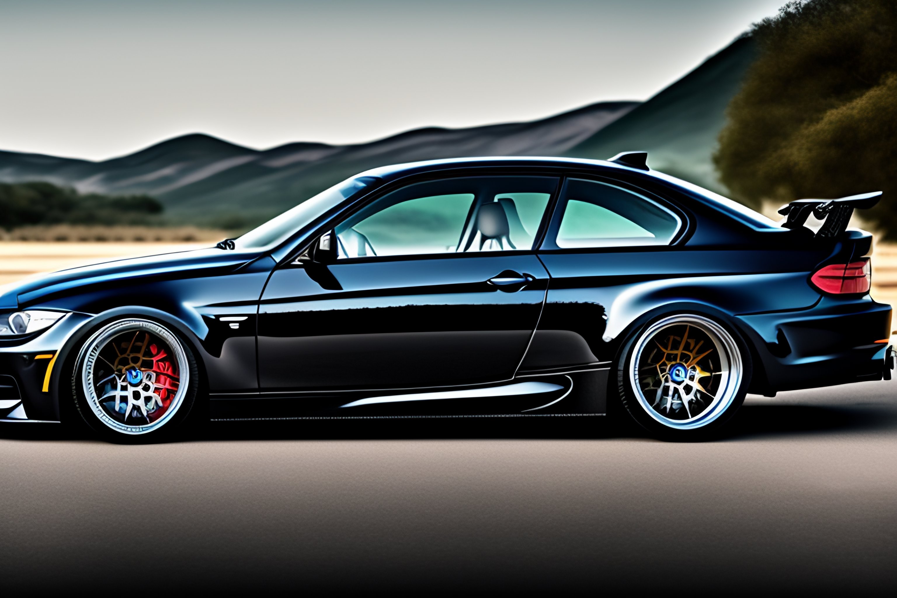 Lexica - BMW E92 dropped, big rims, black color, hyper realystic ...