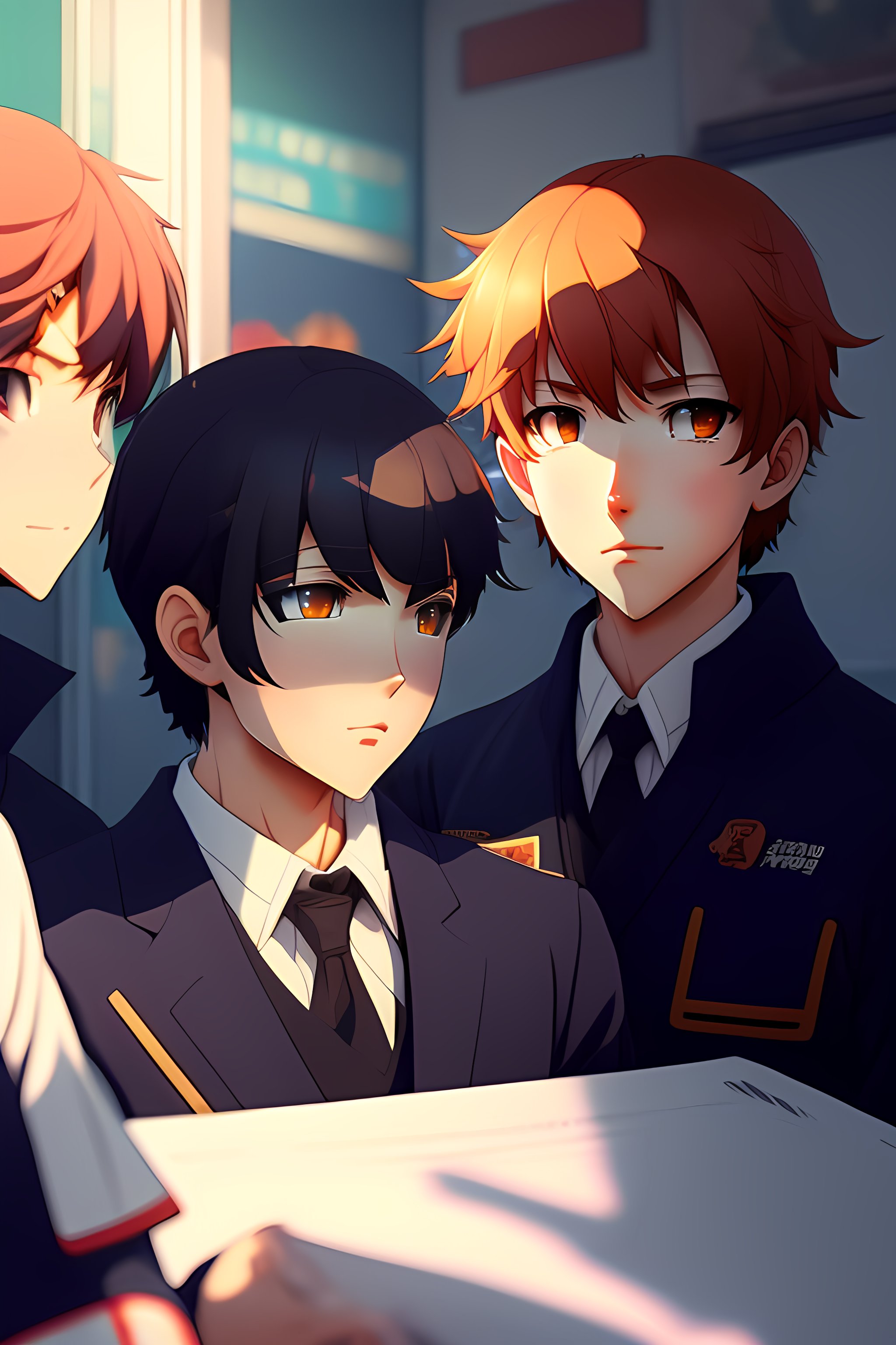 Lexica - Boy's love anime modern high school classroom in winter clear ...