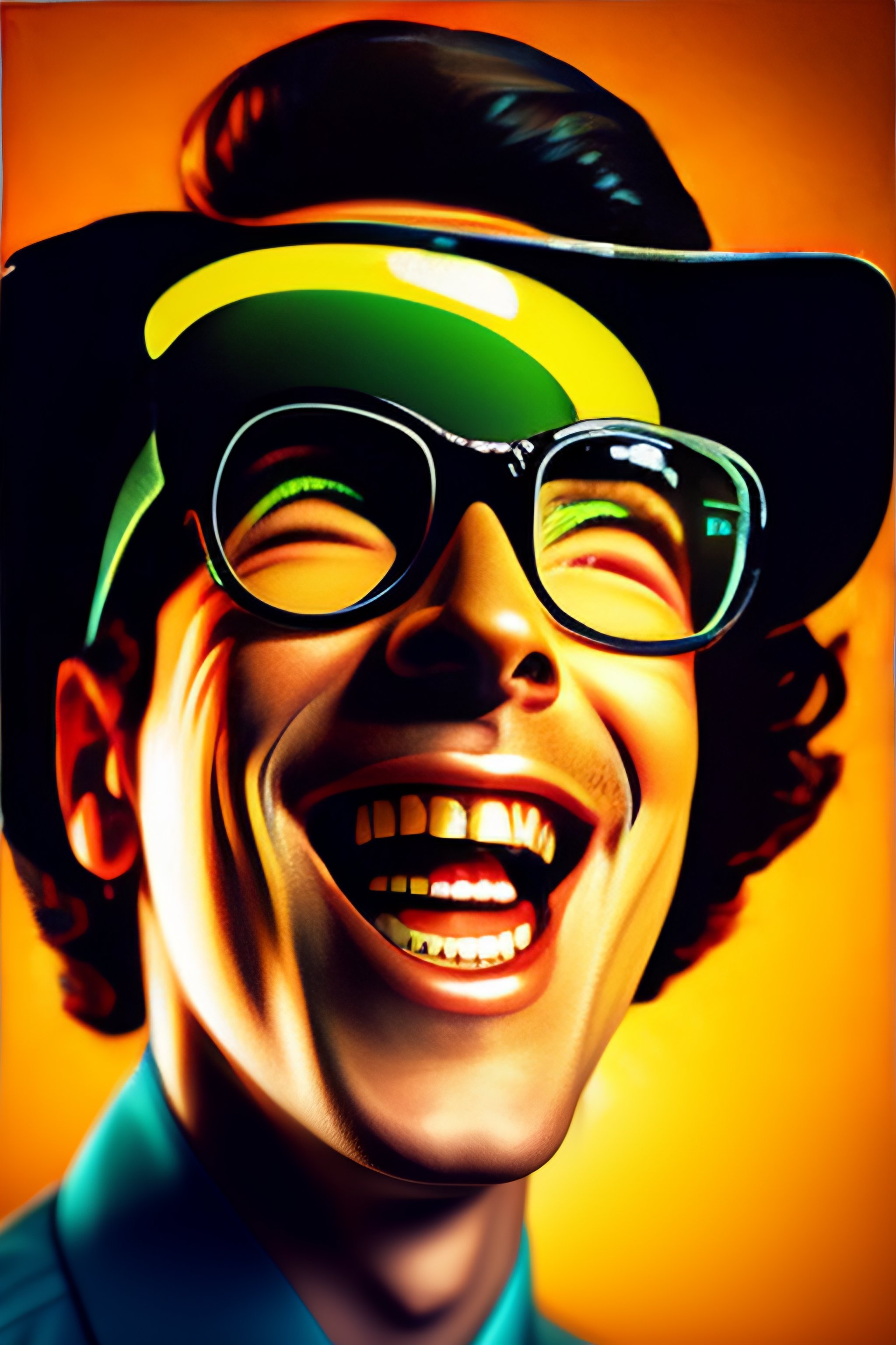 Lexica - 1984 pulp sci fi portrait of a nerd man with bad yellow oozing ...