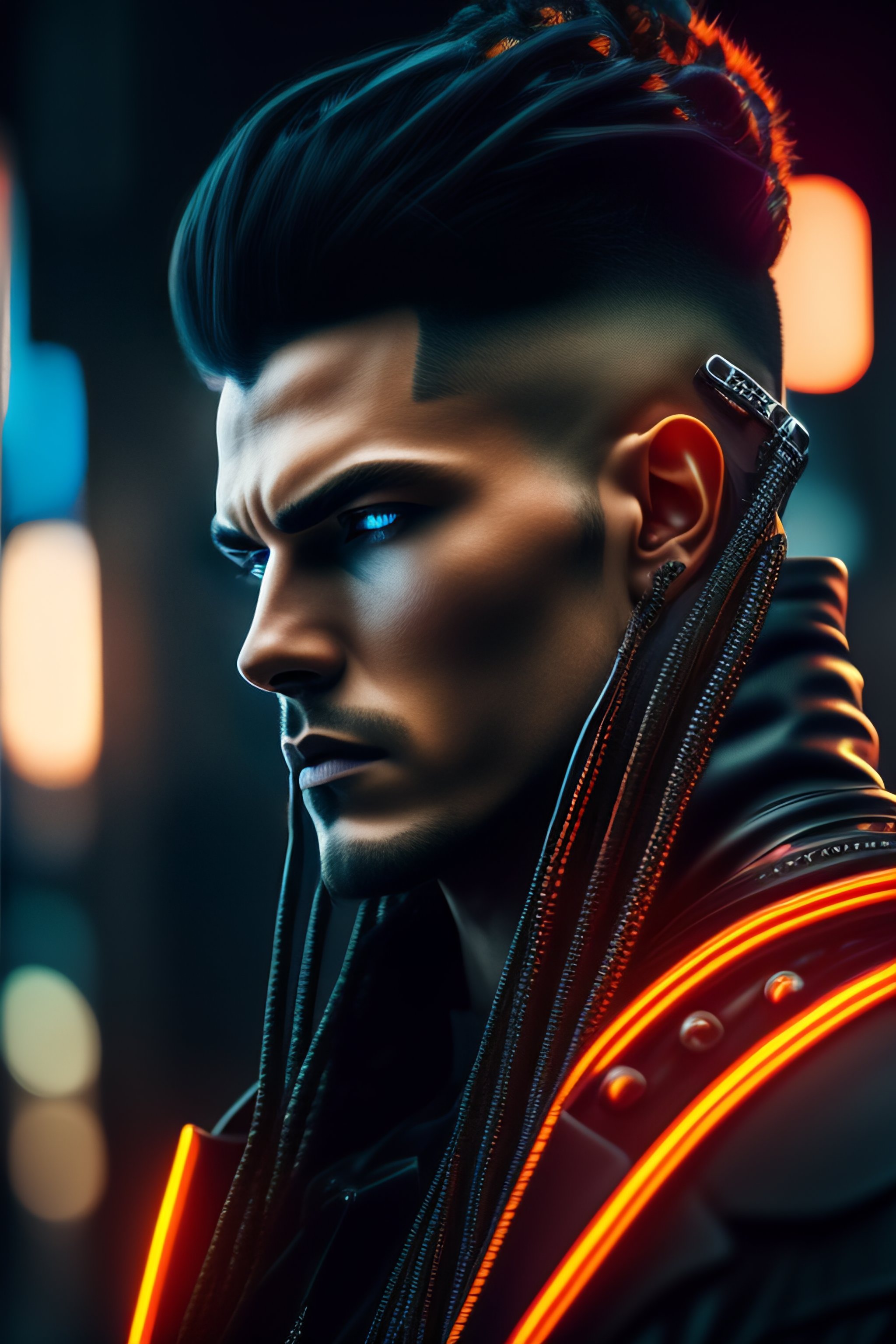 Lexica - Head and shoulders render of cyberpunk face, android face ...