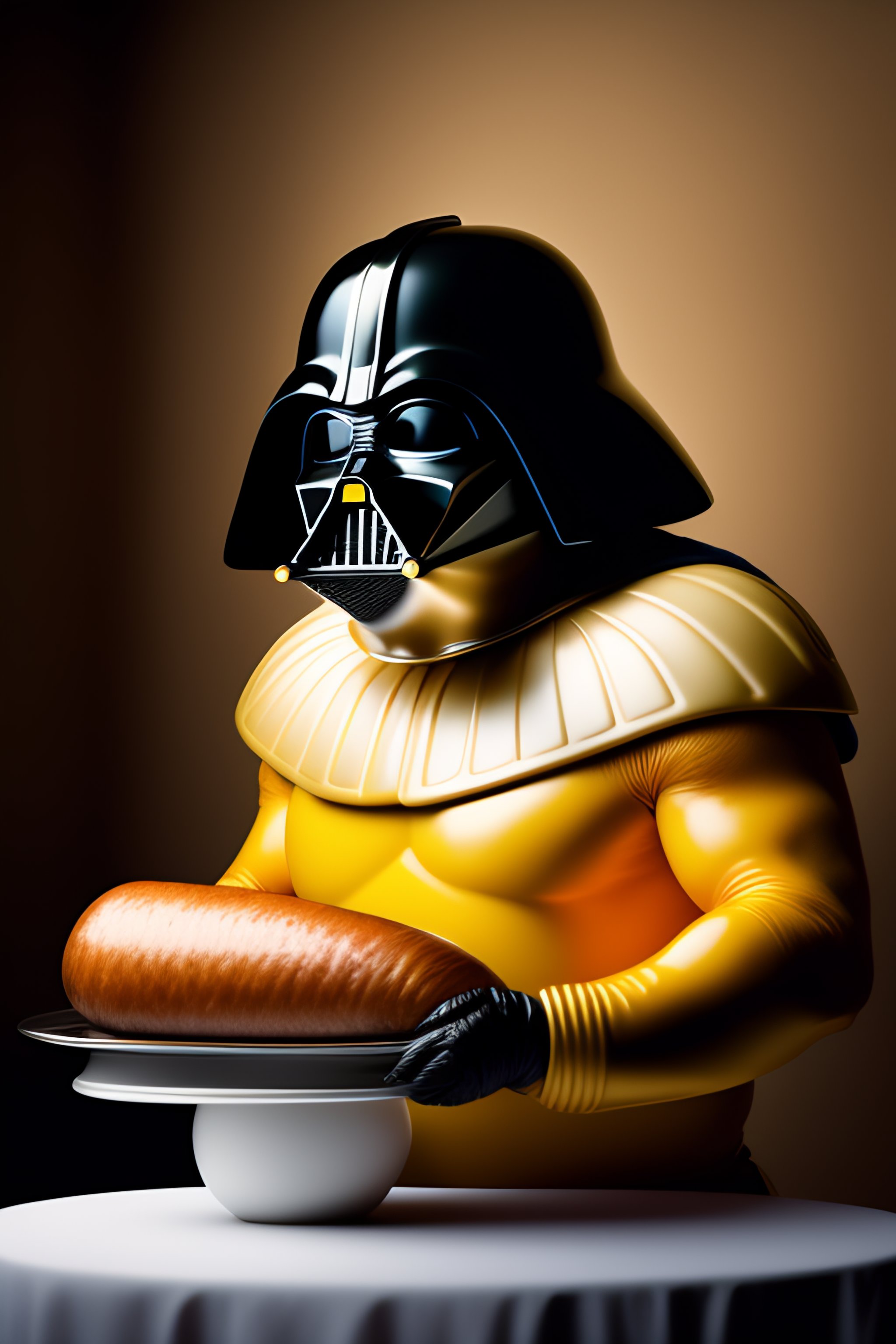 Lexica - A humorous photograph of Darth Vader ravenously eating a giant ...