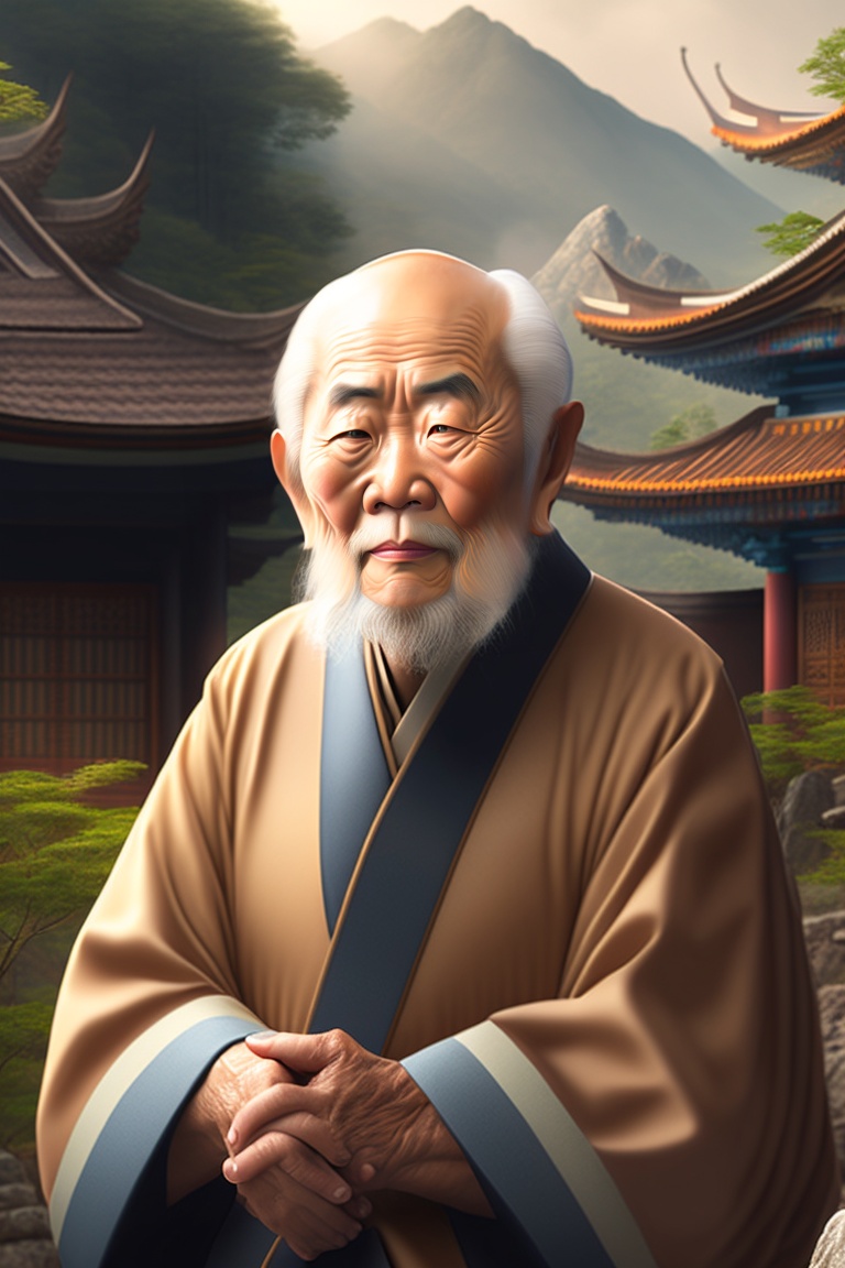 Lexica - Portrait of an old zen master in a chinese village nested in ...