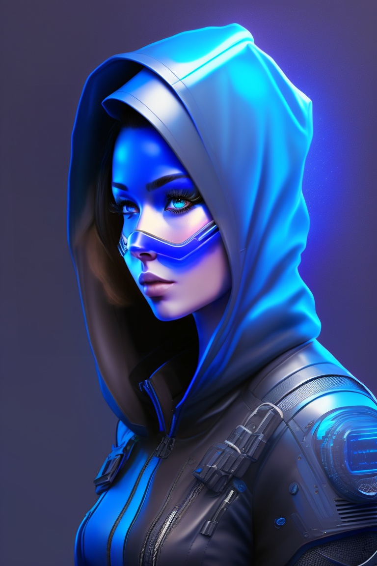 Lexica - Hacker character, gothic, cyberpunk, futuristic, blue