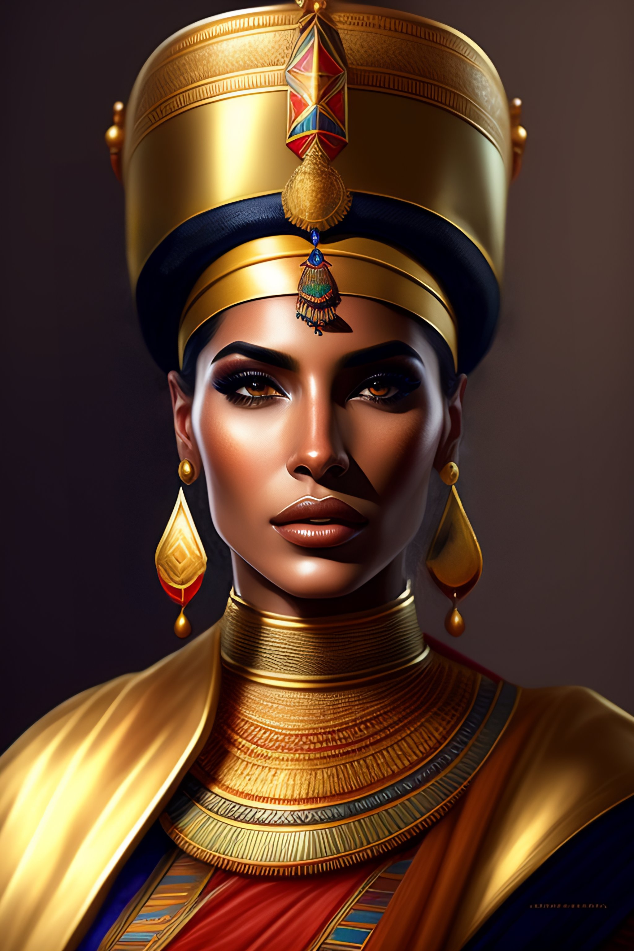 Lexica - Portrait of a egyptian Queen, royal guard clothing, elegant ...