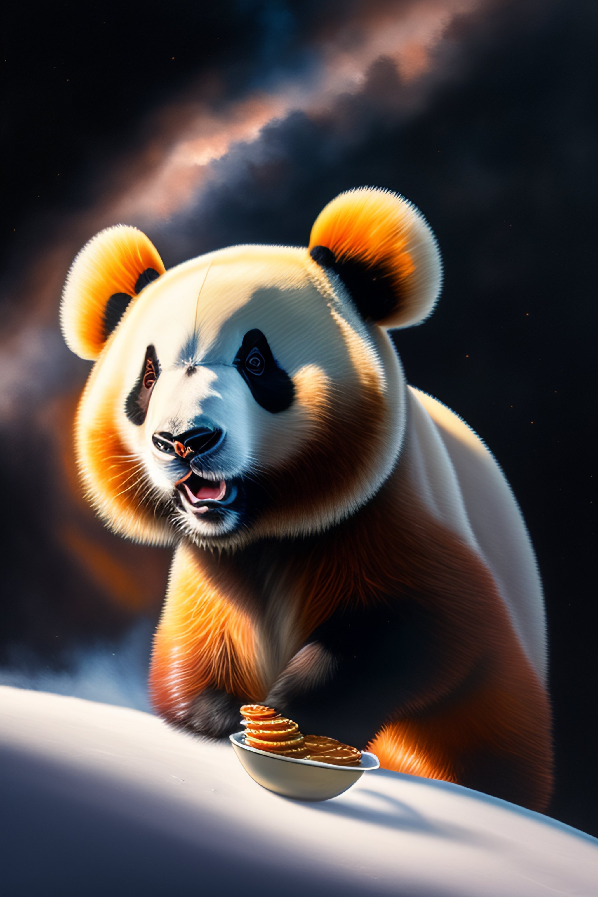 Lexica - Panda eating pancakes
