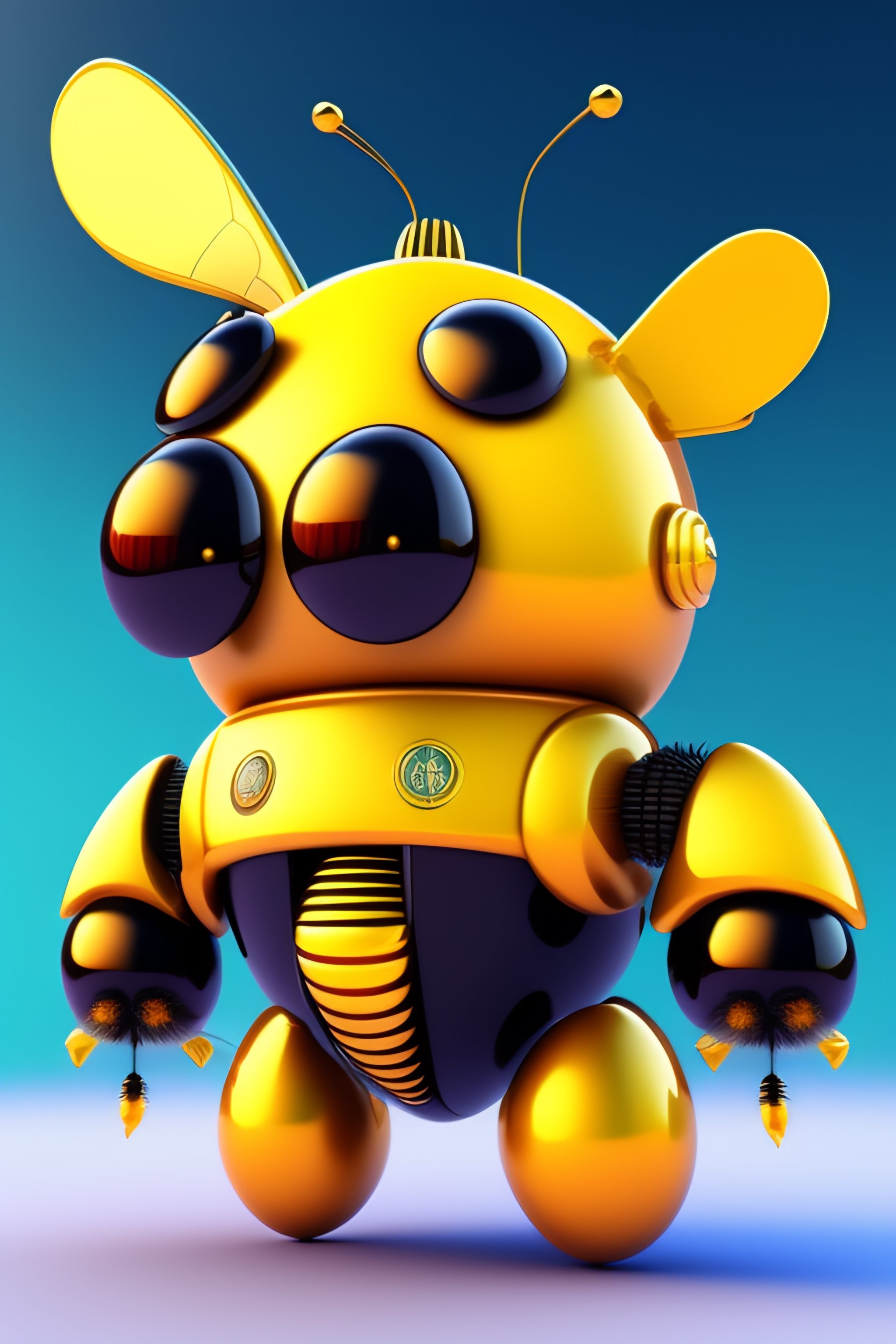 Lexica - Robot, bee, 3d, cartoon, happy