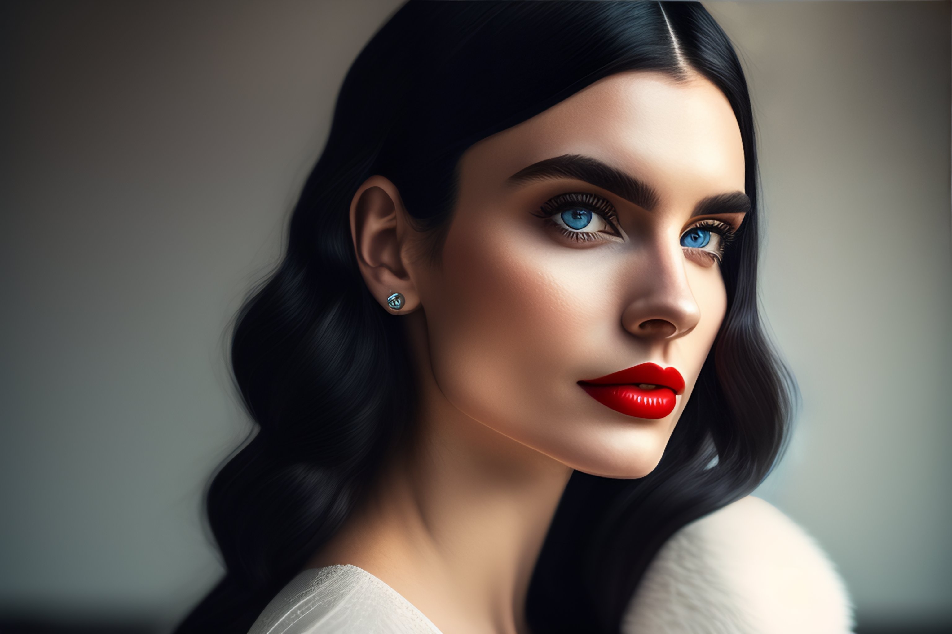 Lexica - A portrait of a toxic white girl, black hair, blue eyes, fine ...