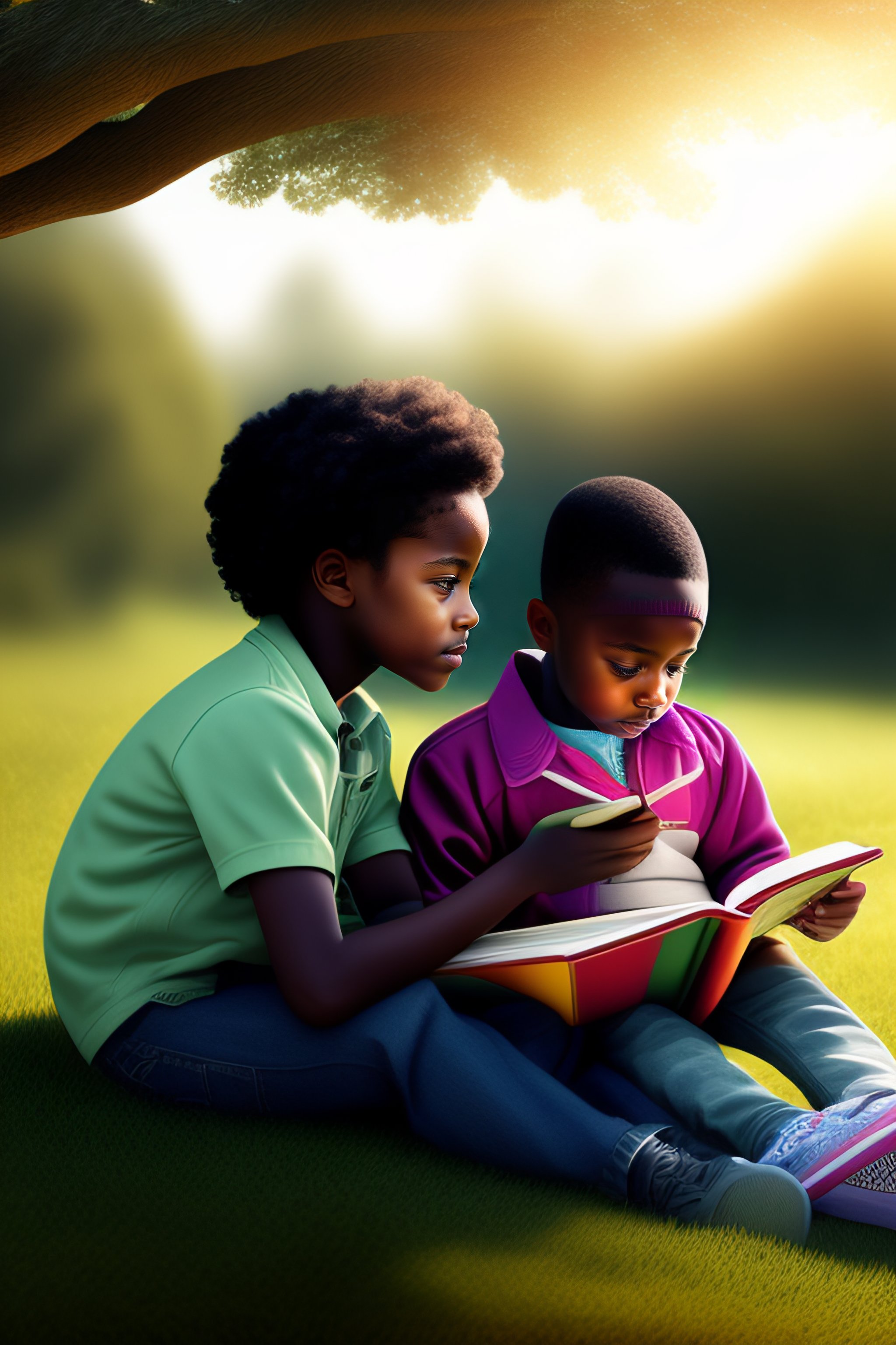 African American Children Reading