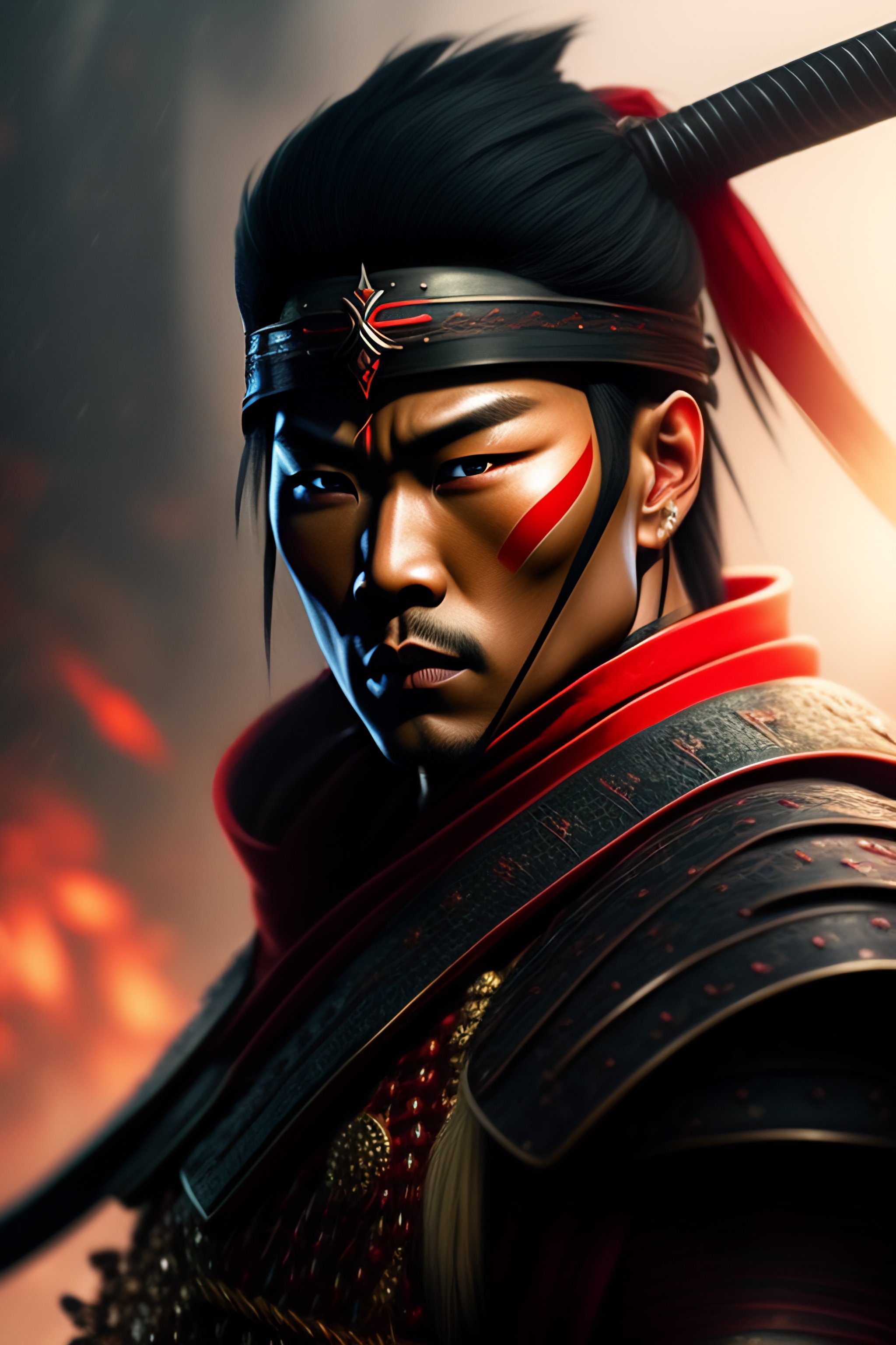 Lexica - Samurai with red eyes